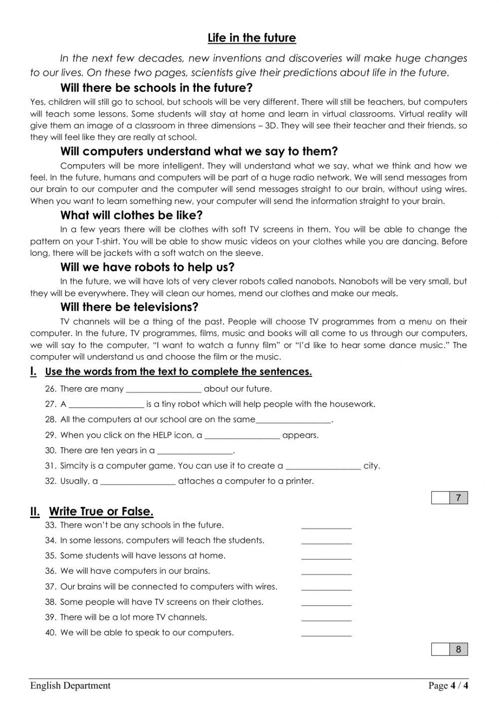 Reading FF G5 worksheet | Live Worksheets