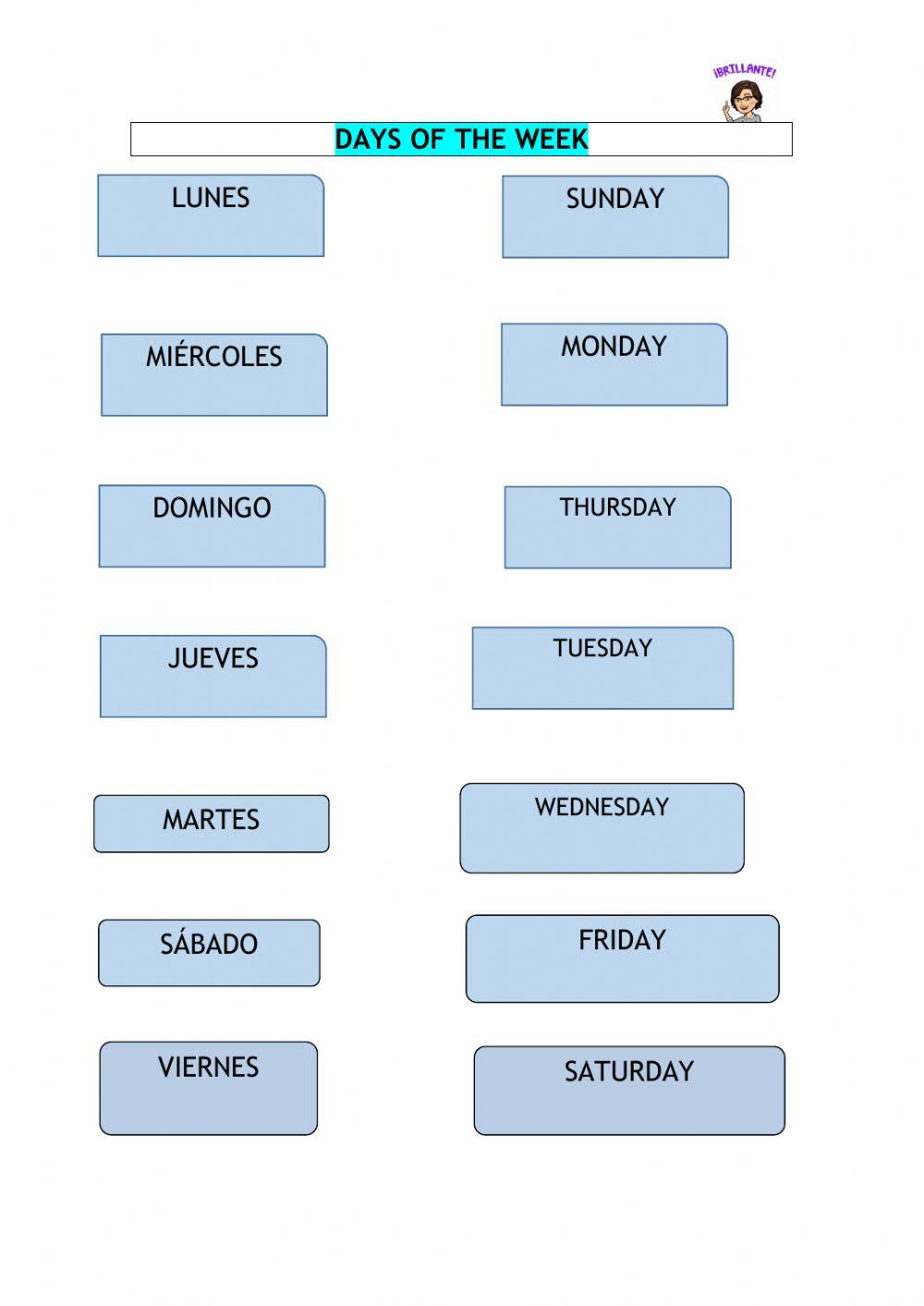 Days-of-week worksheet | Live Worksheets