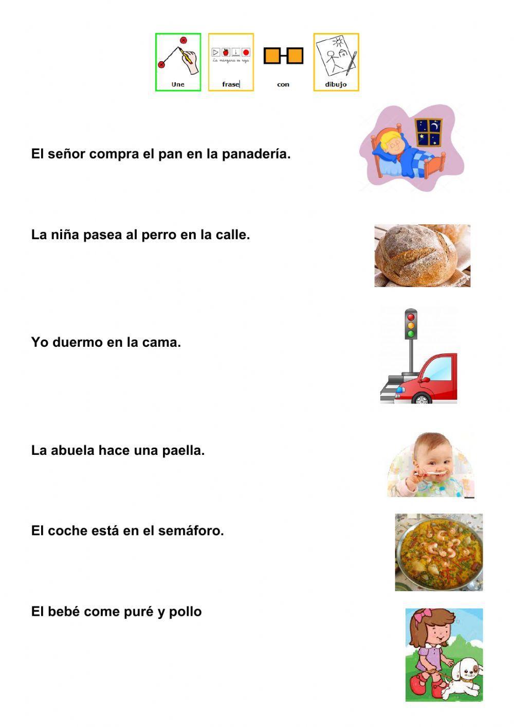 209602 | Comprensión frases (unir frase-dibujo)