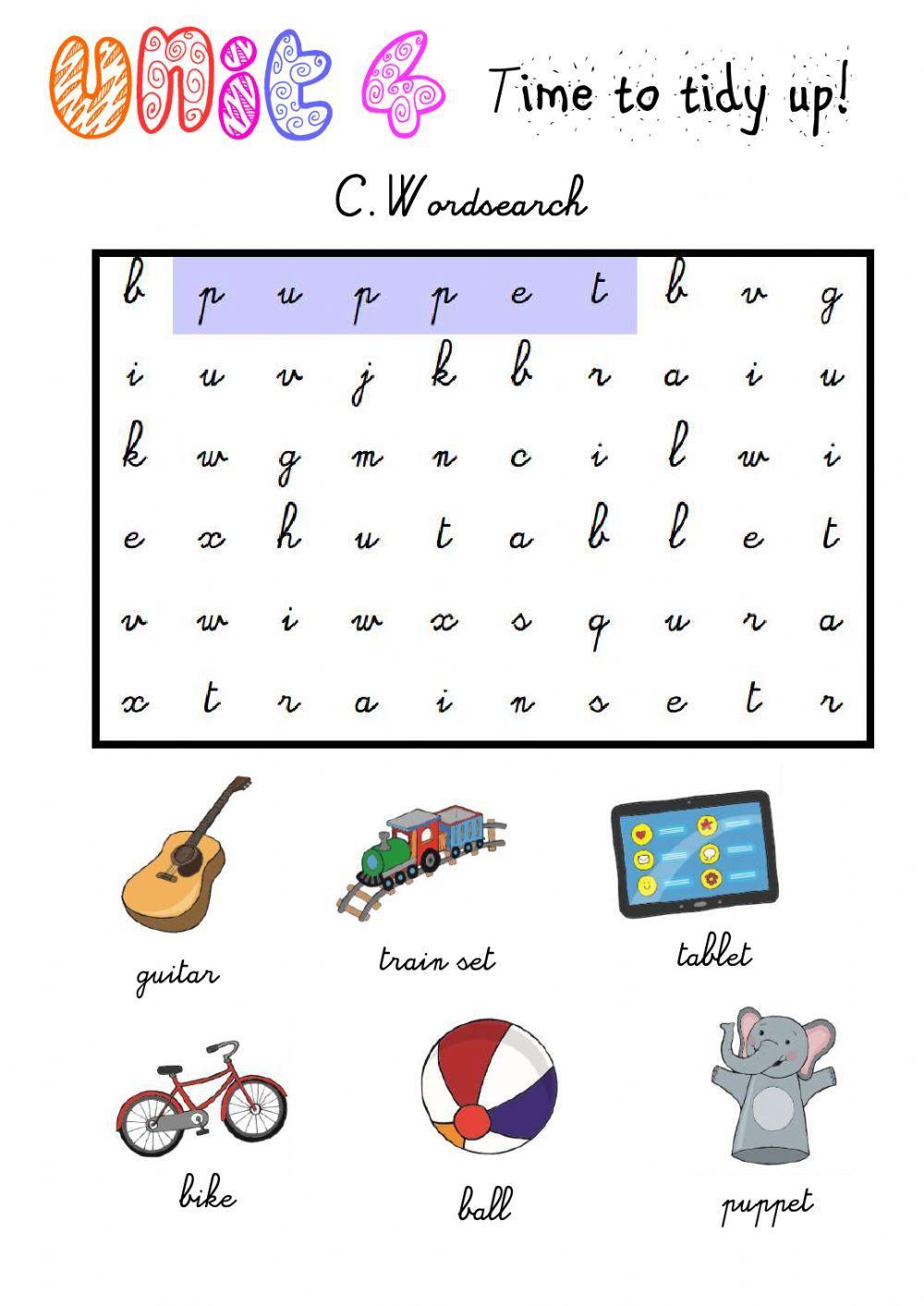 Time to tidy up… | Free Interactive Worksheets | 209838