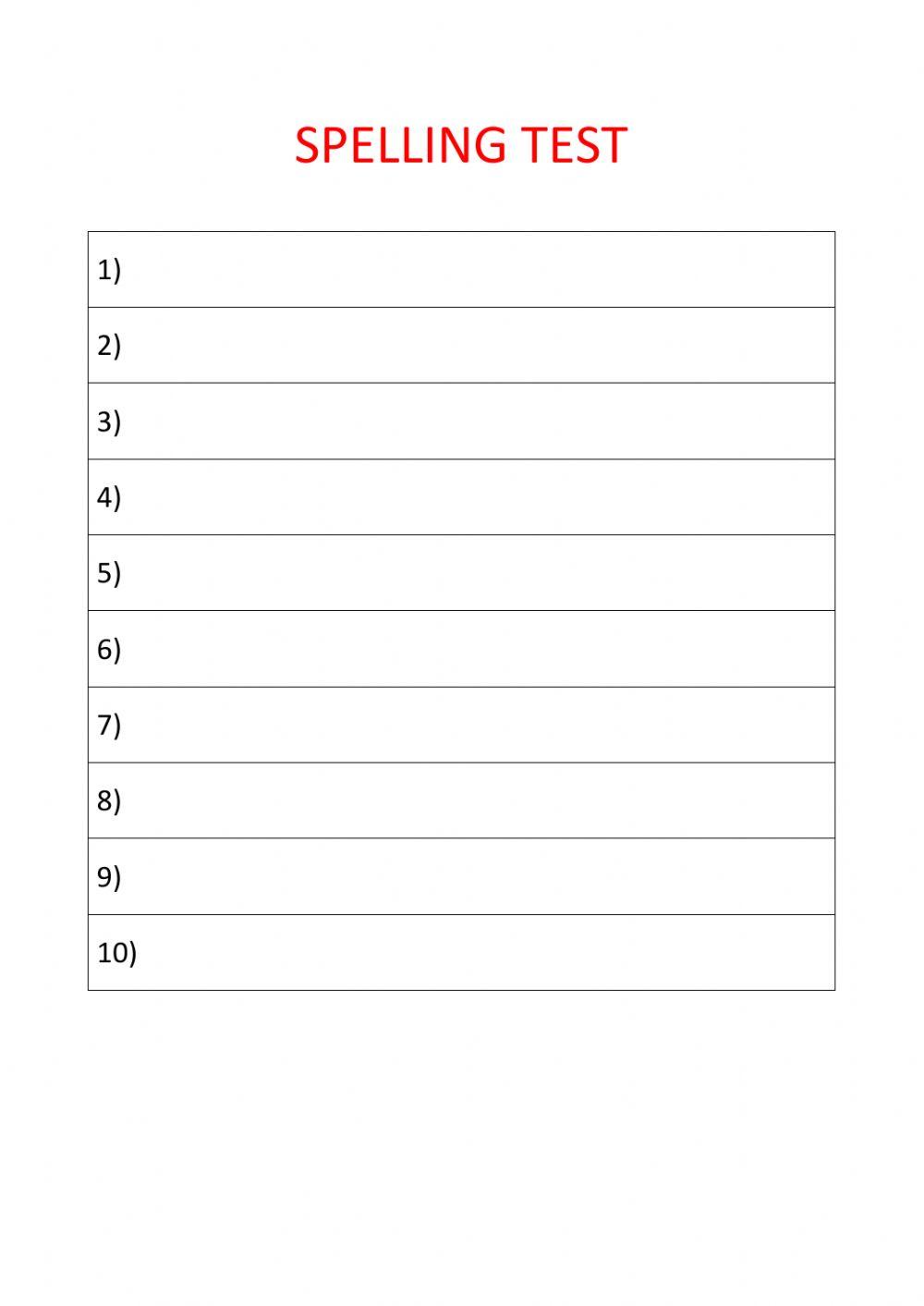 Spelling test online exercise | Live Worksheets