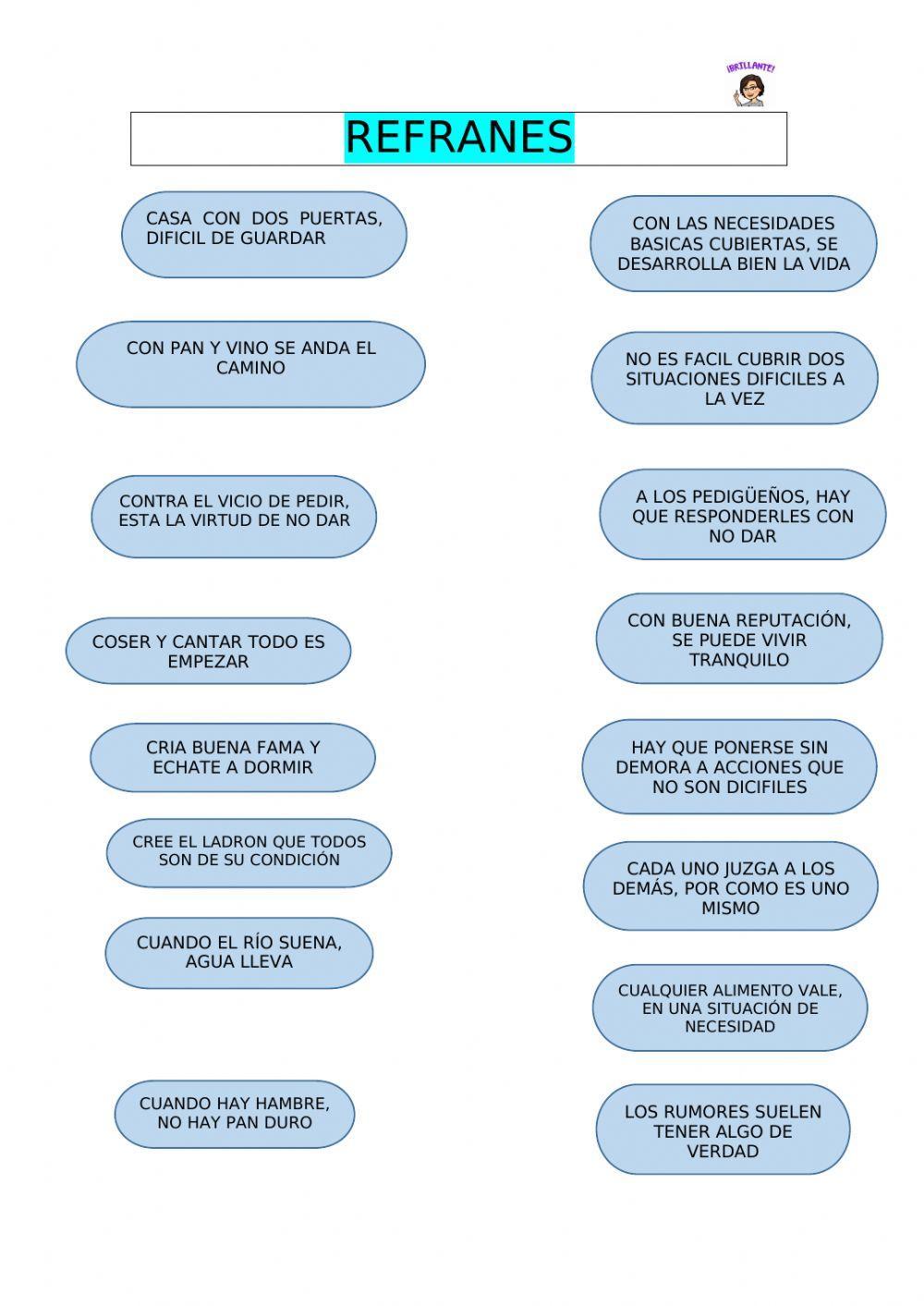 Refranes | Free Interactive Worksheets | 198157