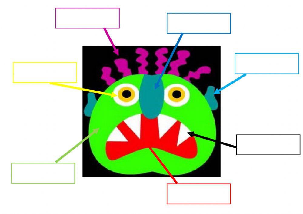 Big green monster face worksheet | Live Worksheets