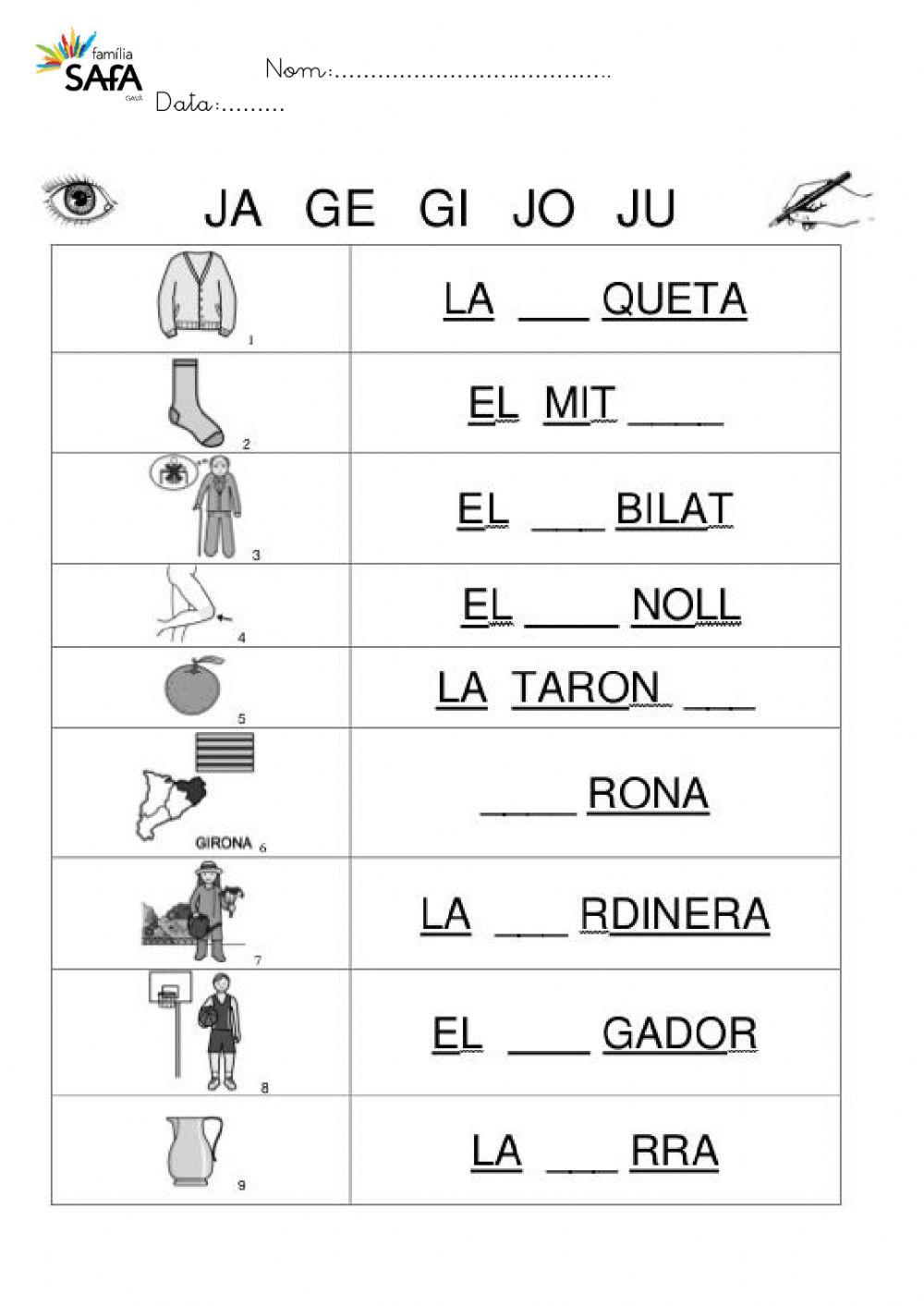 JA JO JU GE GI | Free Interactive Worksheets | 5701222