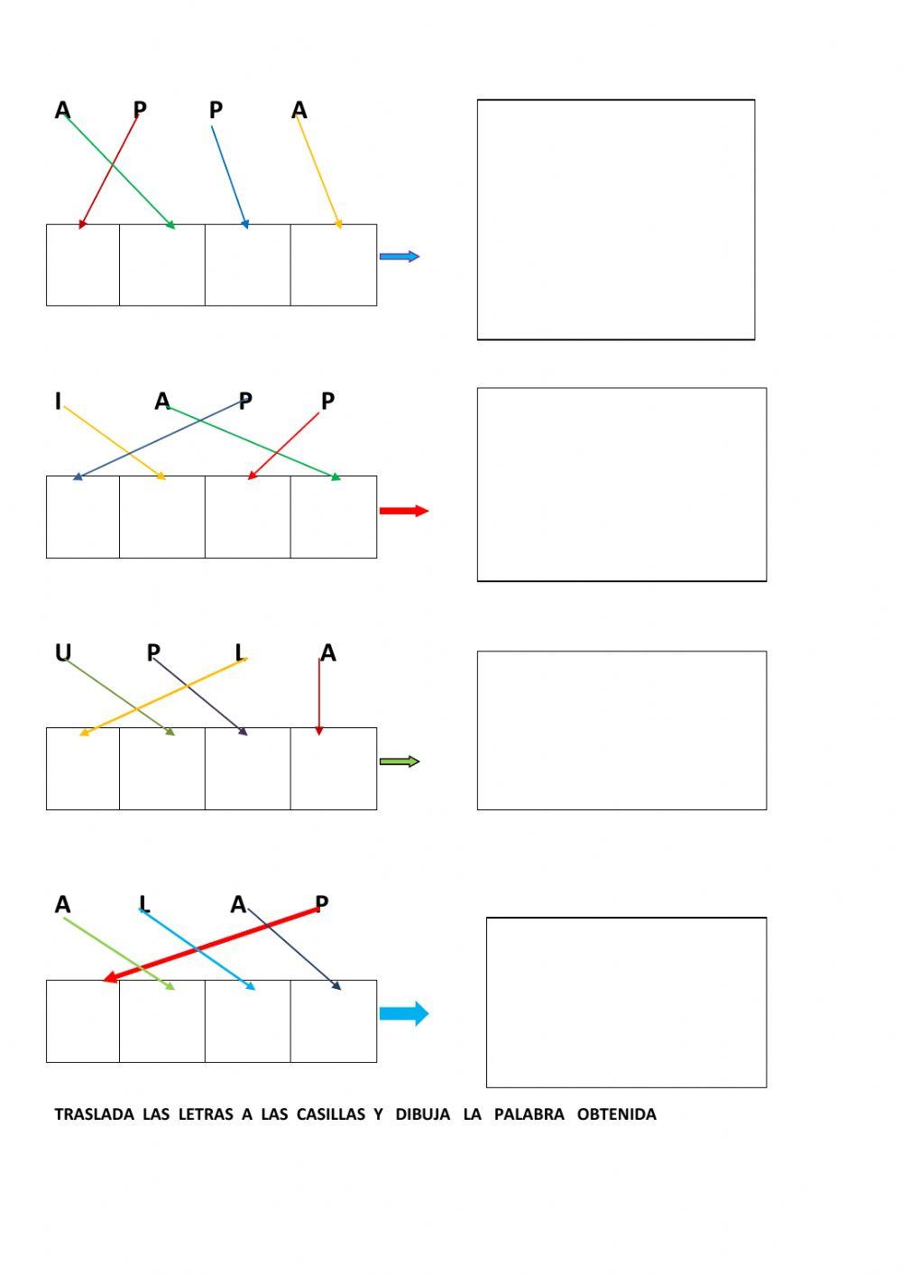Traslada las letras worksheet | Live Worksheets