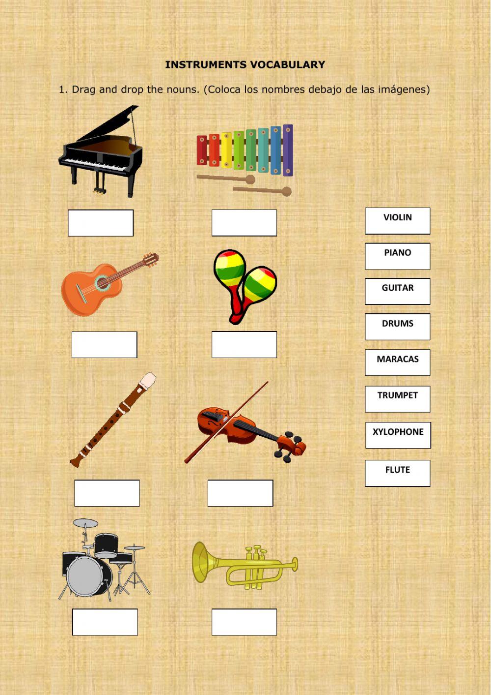 Instruments-Present simple interrogative worksheet | Live Worksheets
