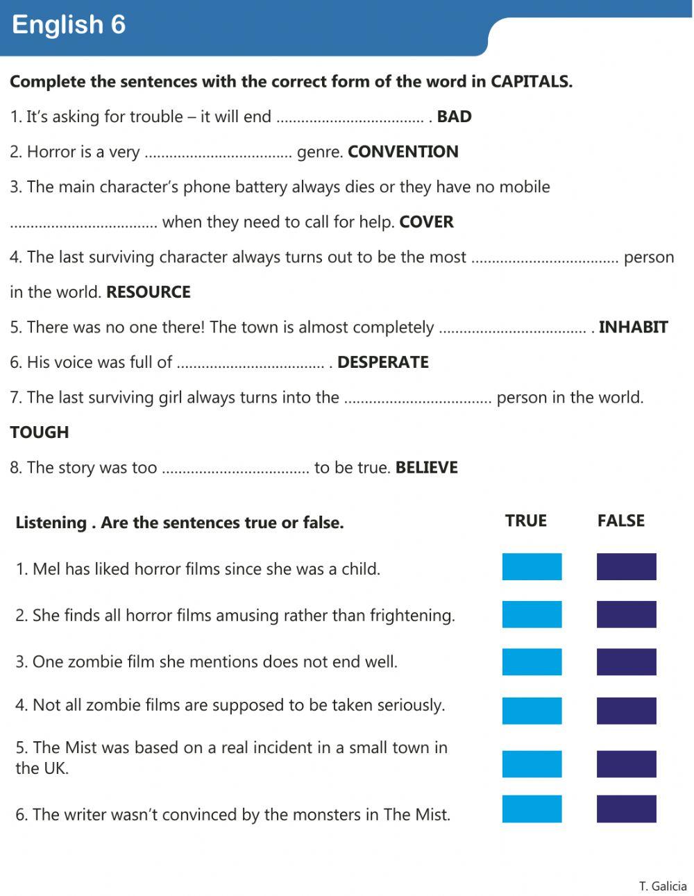 HORROR EXERCISE ENG 6 5704799 | TeachEm | Live