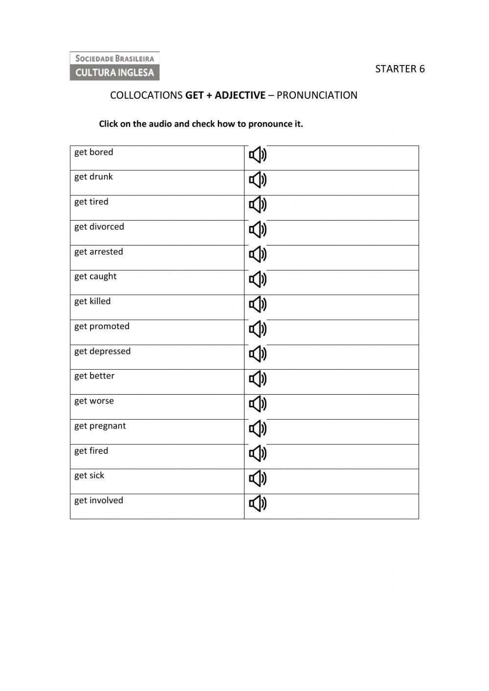 Collocations GET + ADJ interactive worksheet | Live Worksheets