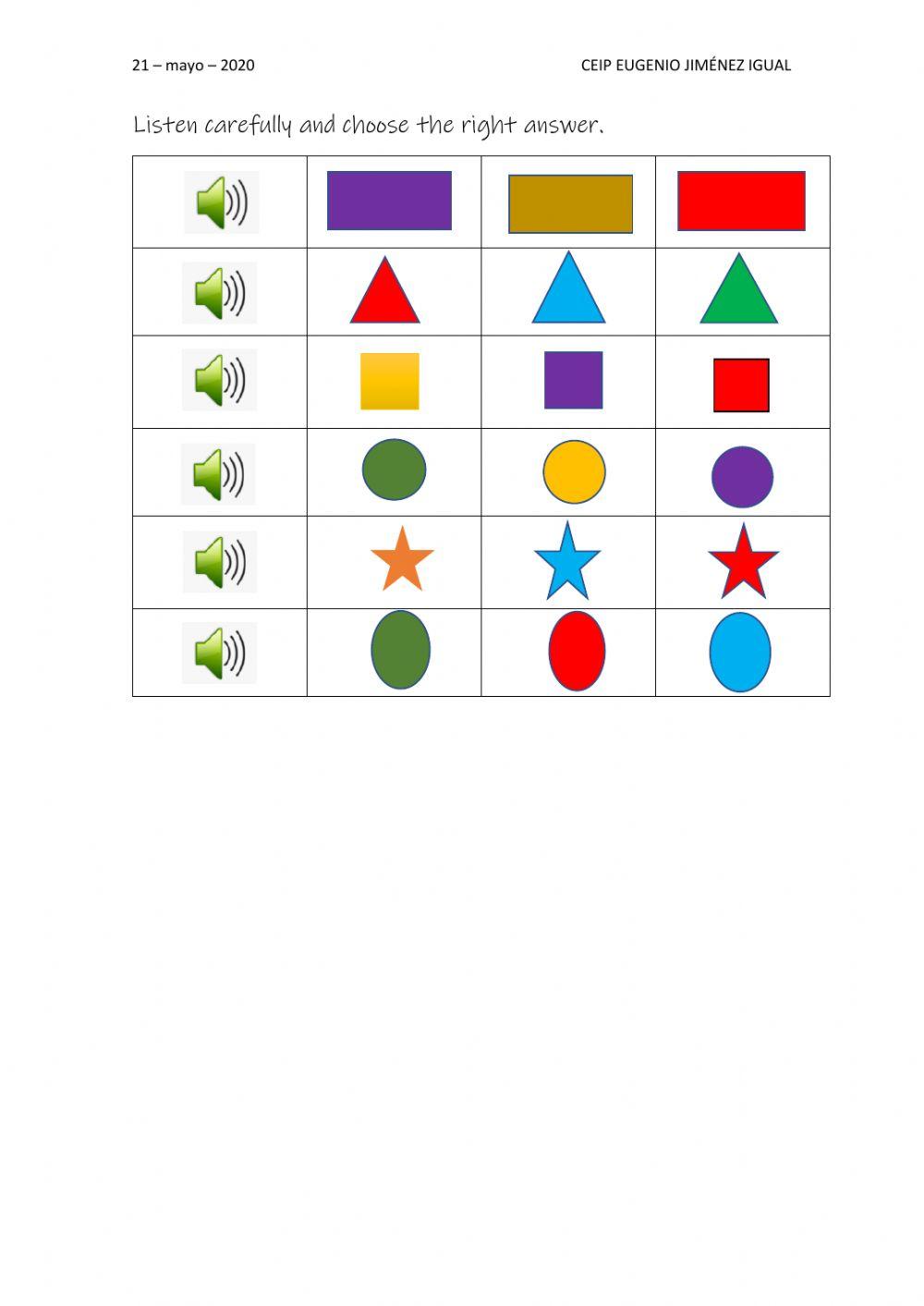 Shapes worksheet for elemental | Live Worksheets