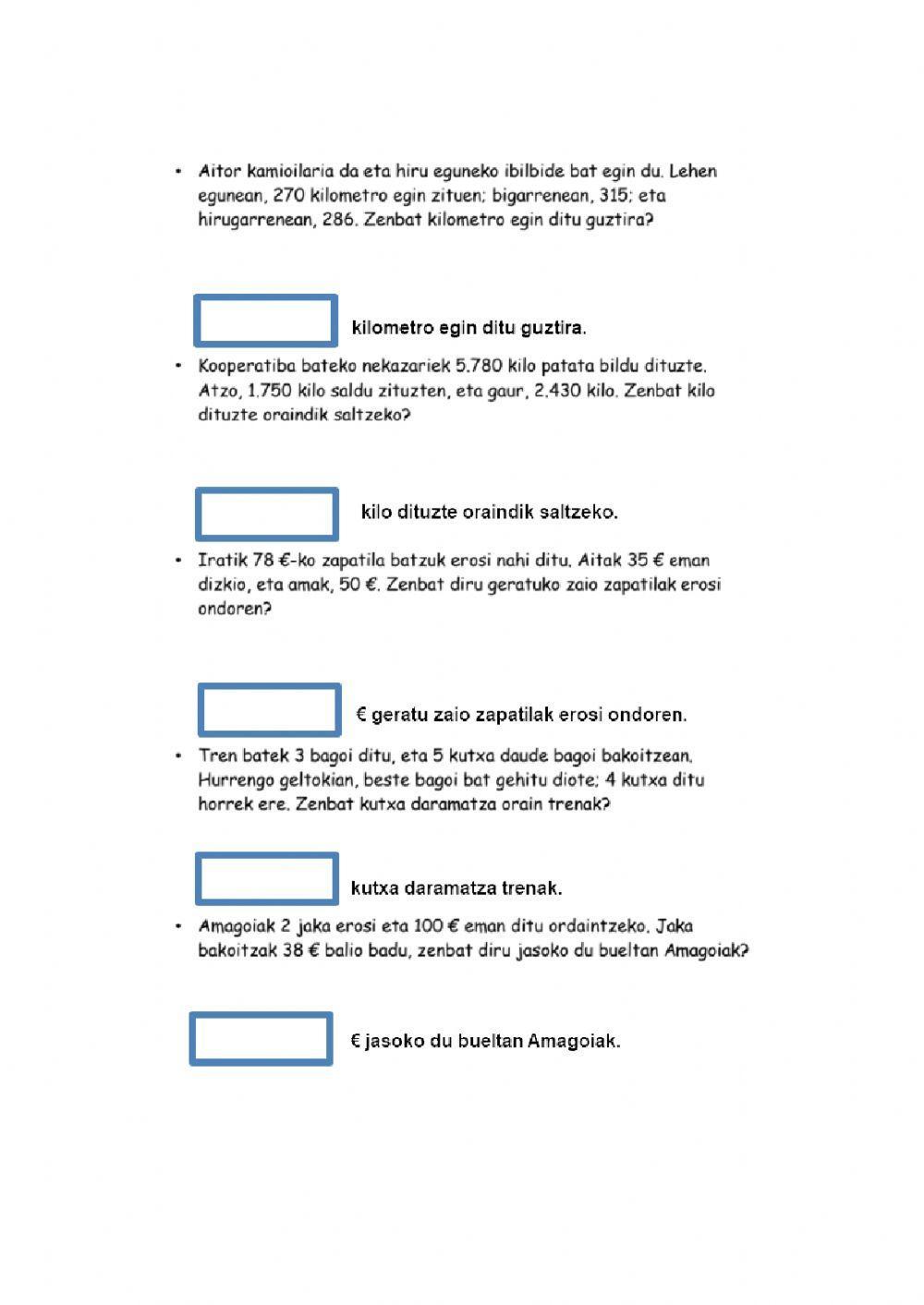 Problemak interactive worksheet for 3 | Live Worksheets