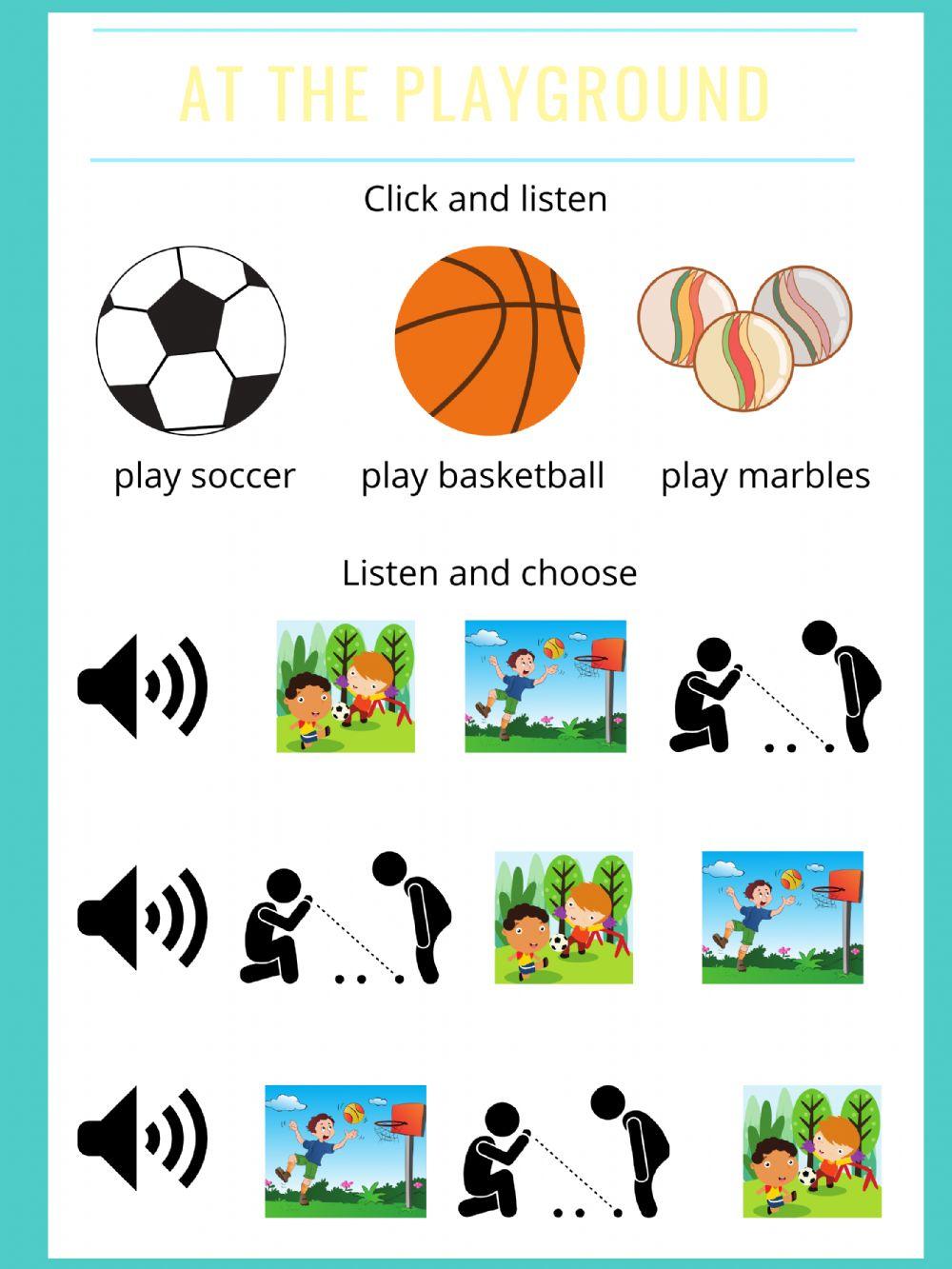 At the playground online worksheet | Live Worksheets