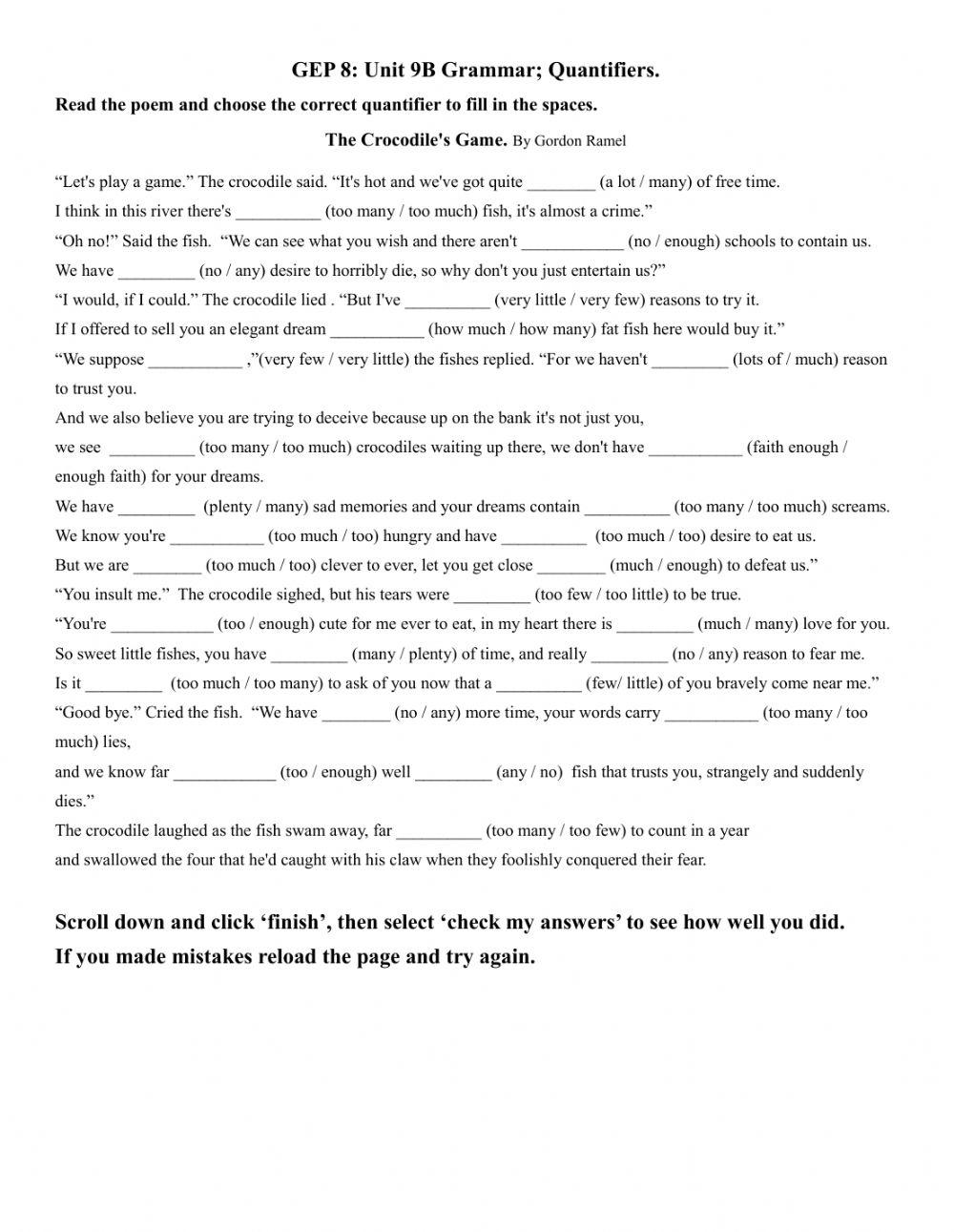 8A Grammar Review: Quantifiers worksheet | Live Worksheets