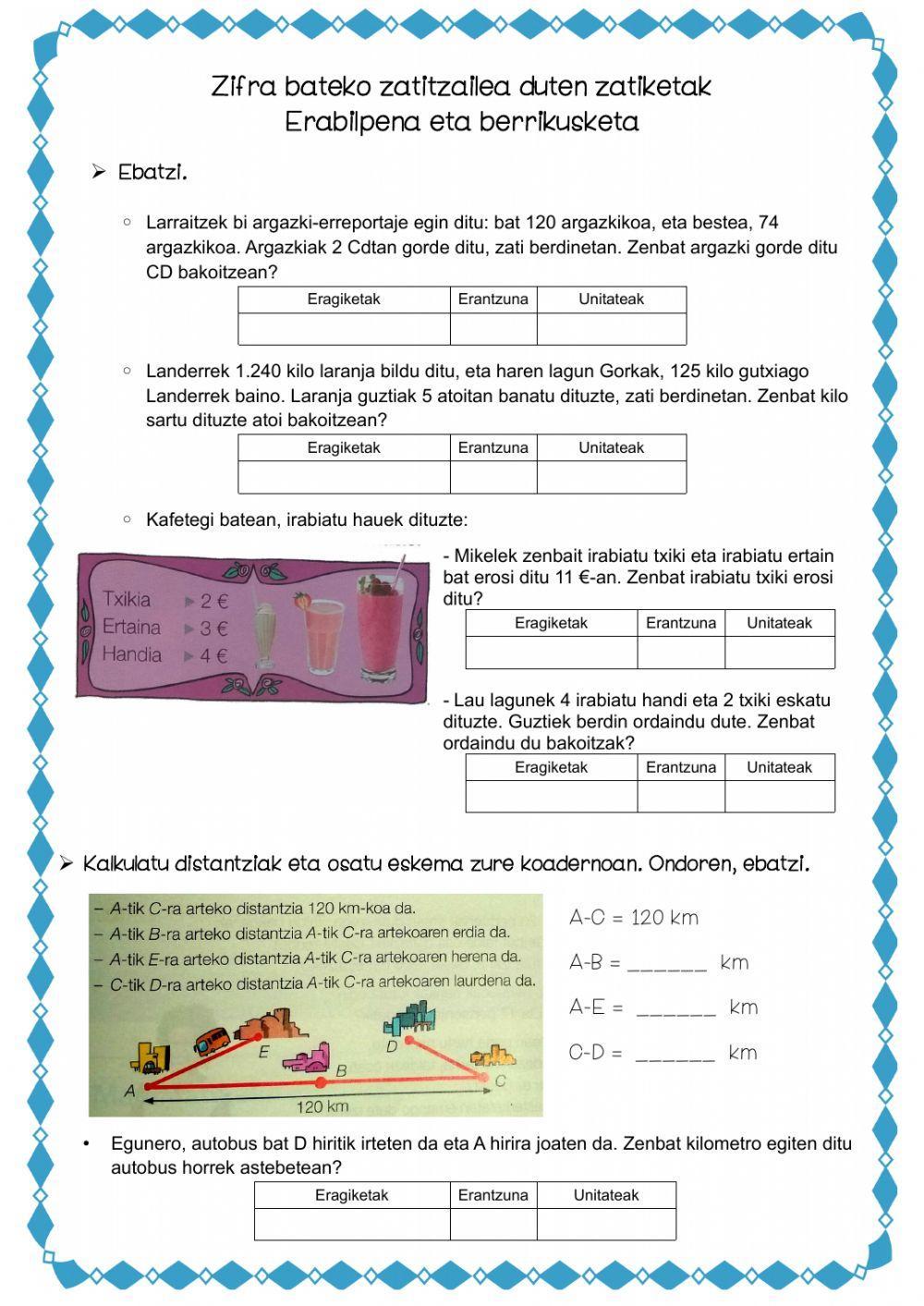 Zifra bateko zatitzailea. Praktika worksheet | Live Worksheets