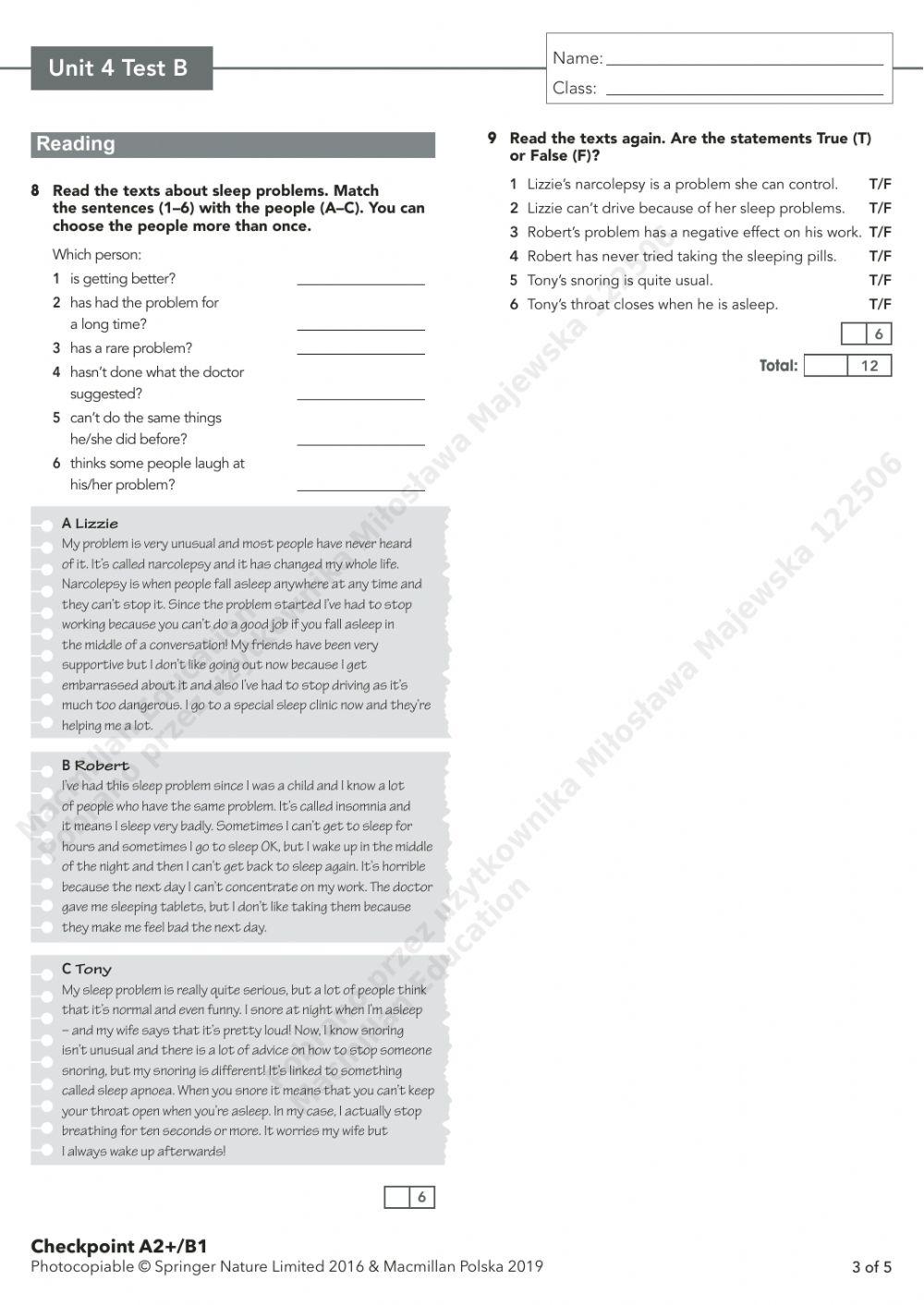 CHECKPOINT A2+-… | Free Interactive Worksheets | 5707434
