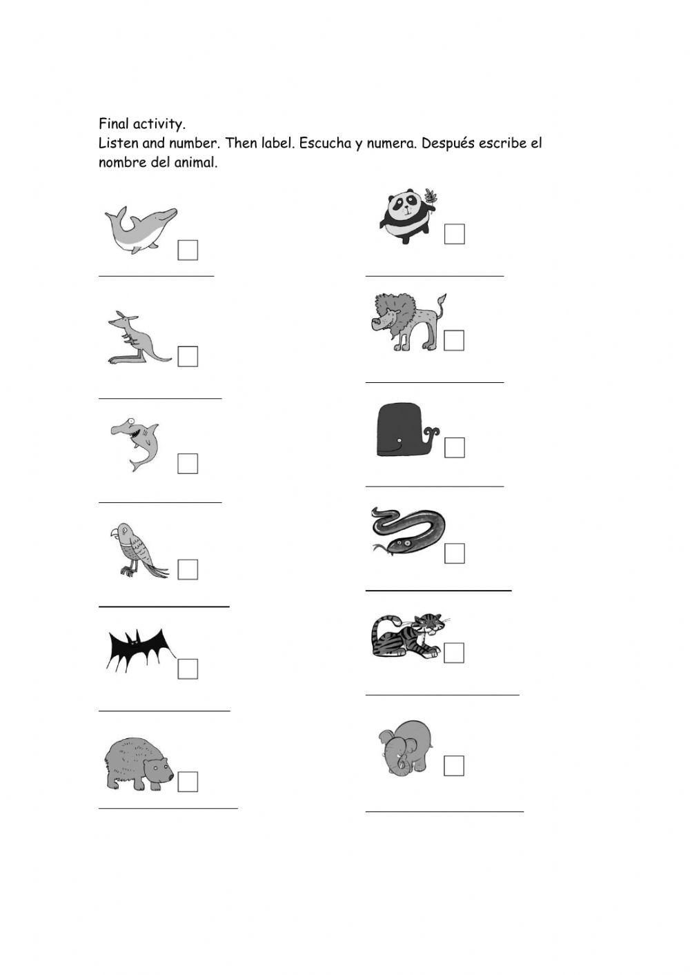 Final activity. Animals. worksheet | Live Worksheets