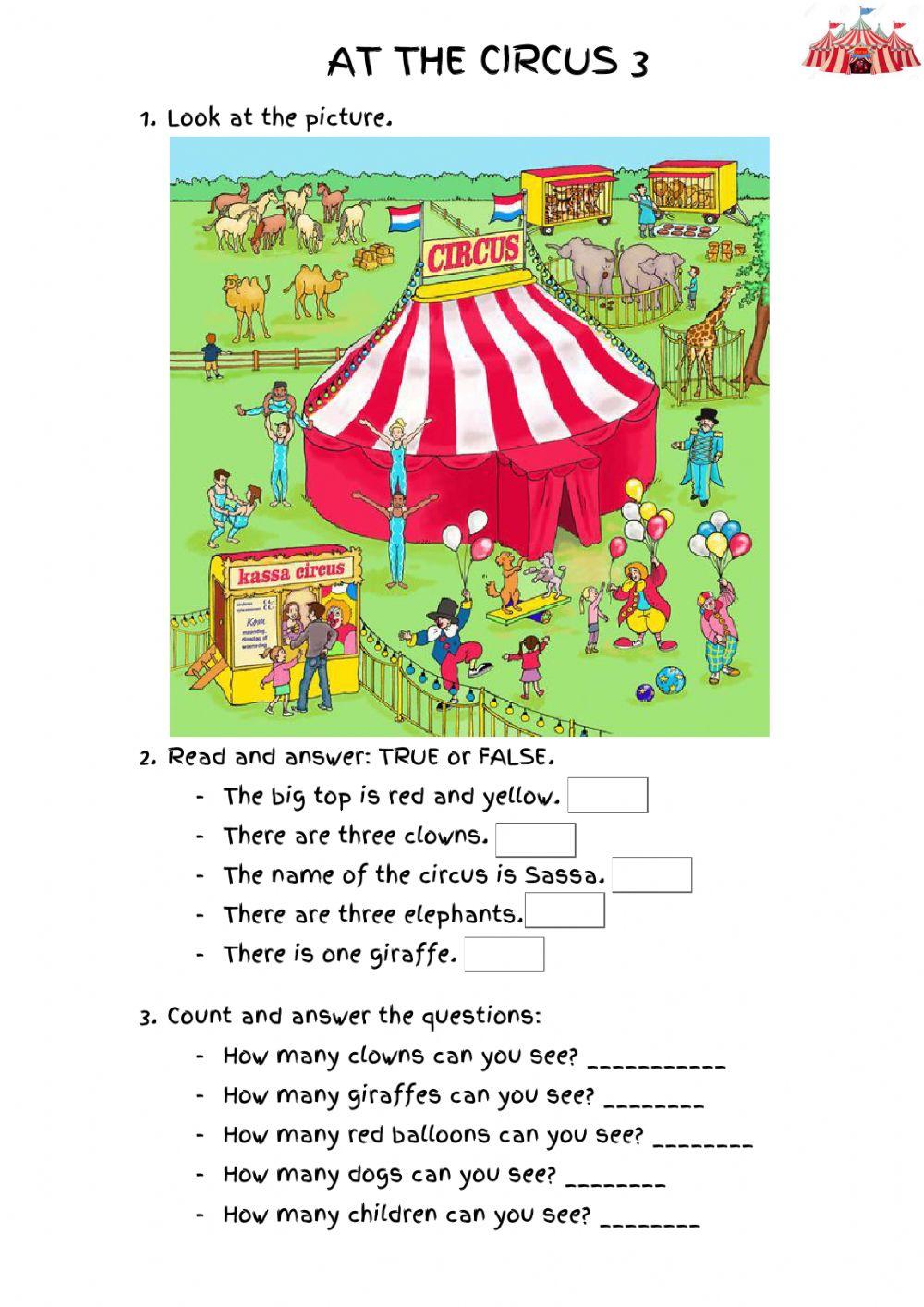 At the circus 3 | Free Interactive Worksheets | 214362