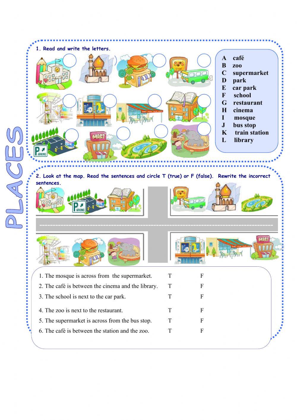 Places in town exercise for Grade 3 | Live Worksheets