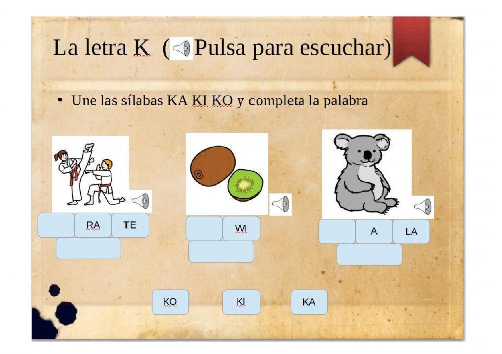 Letra K | Free Interactive Worksheets | 214754