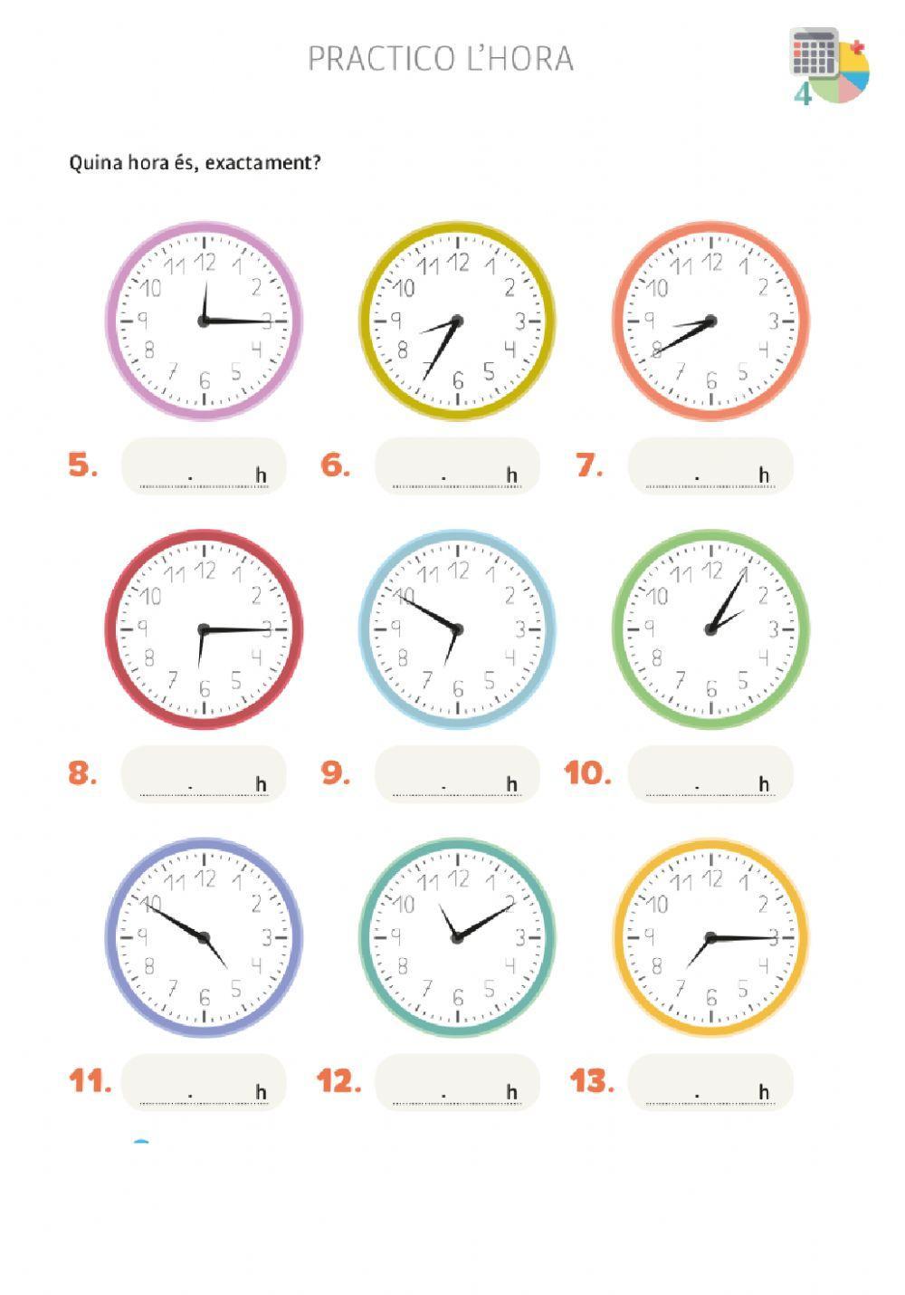 214787 | L'hora exacta | ncanisa | LiveWorksheets