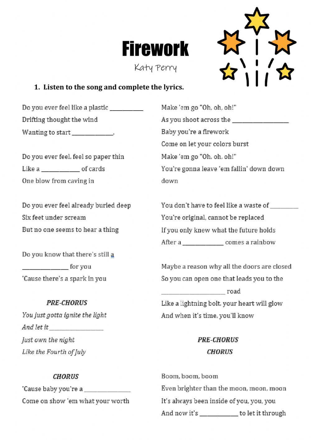 Katy Perry Firework Lyrics