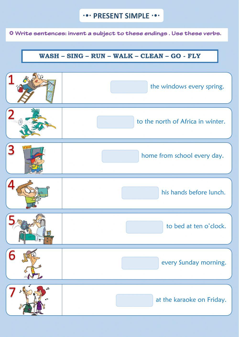 Present simple 3 exercise | Live Worksheets