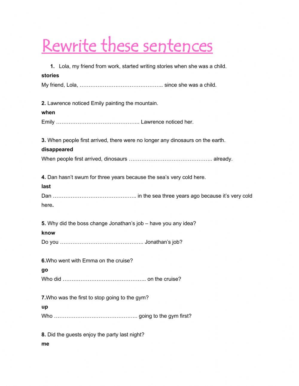 Rewrites | Free Interactive Worksheets | 215366