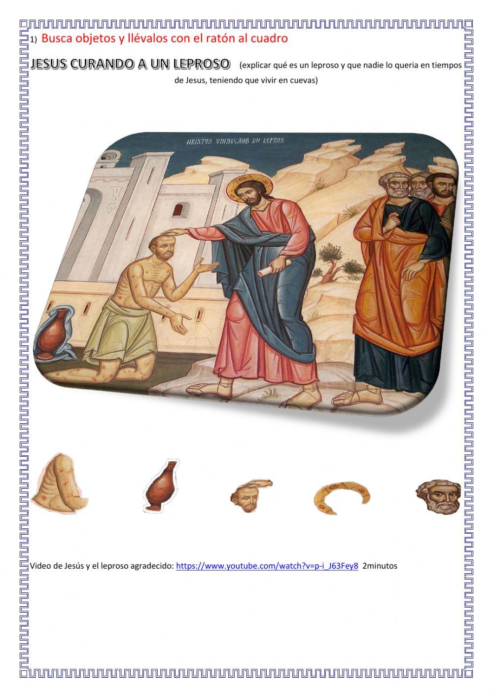 Jesus y el leproso agradecido worksheet | Live Worksheets