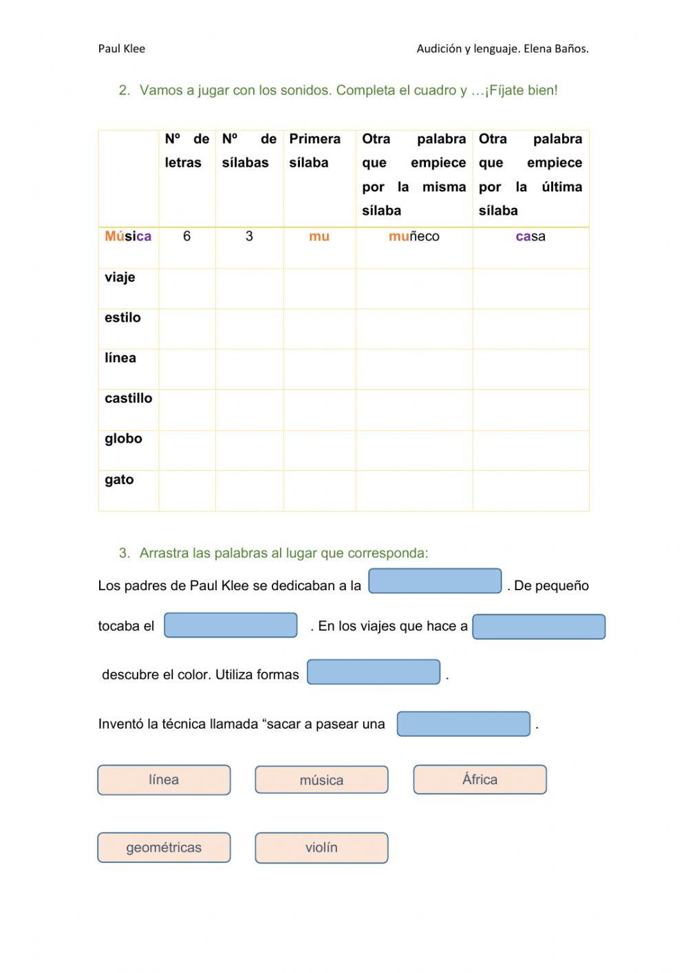 Klee 2 interactive worksheet | Live Worksheets