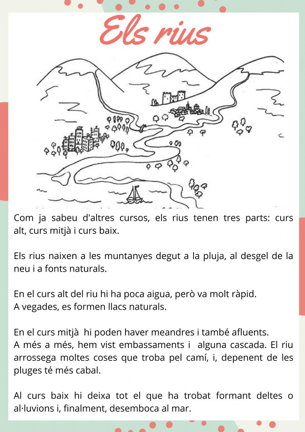 Els rius interactive worksheet | Live Worksheets