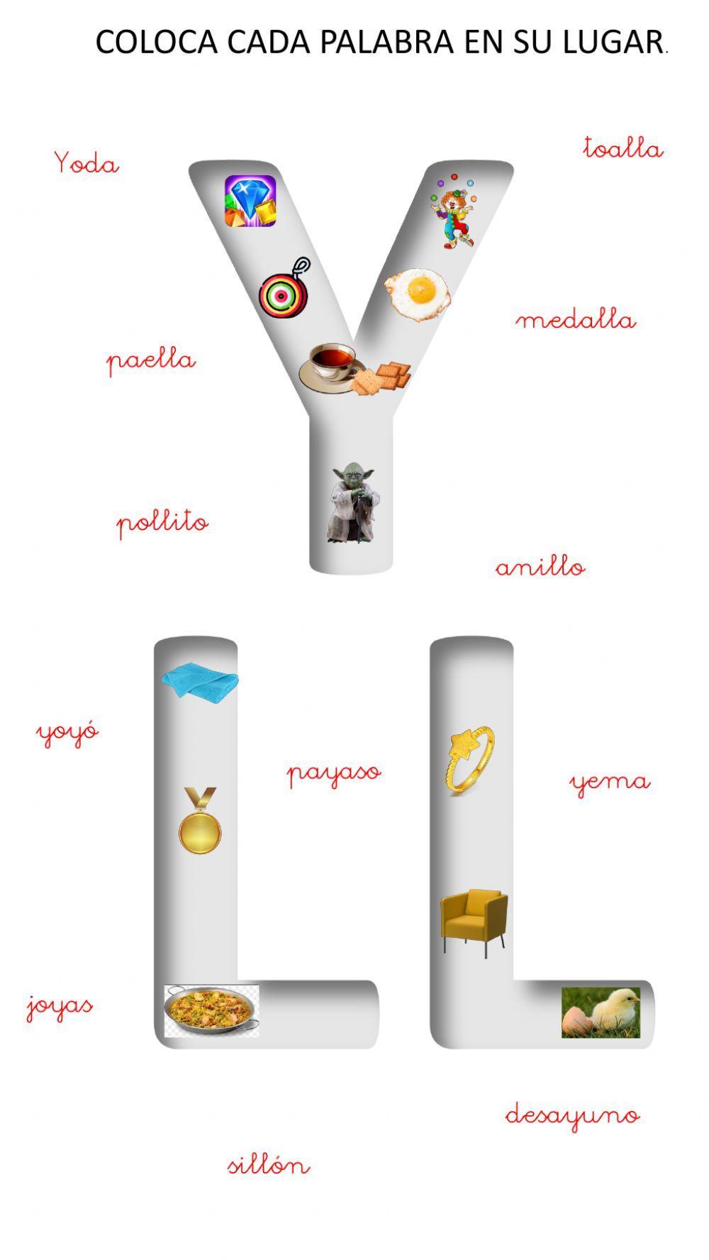 Palabras con ll o y. worksheet | Live Worksheets