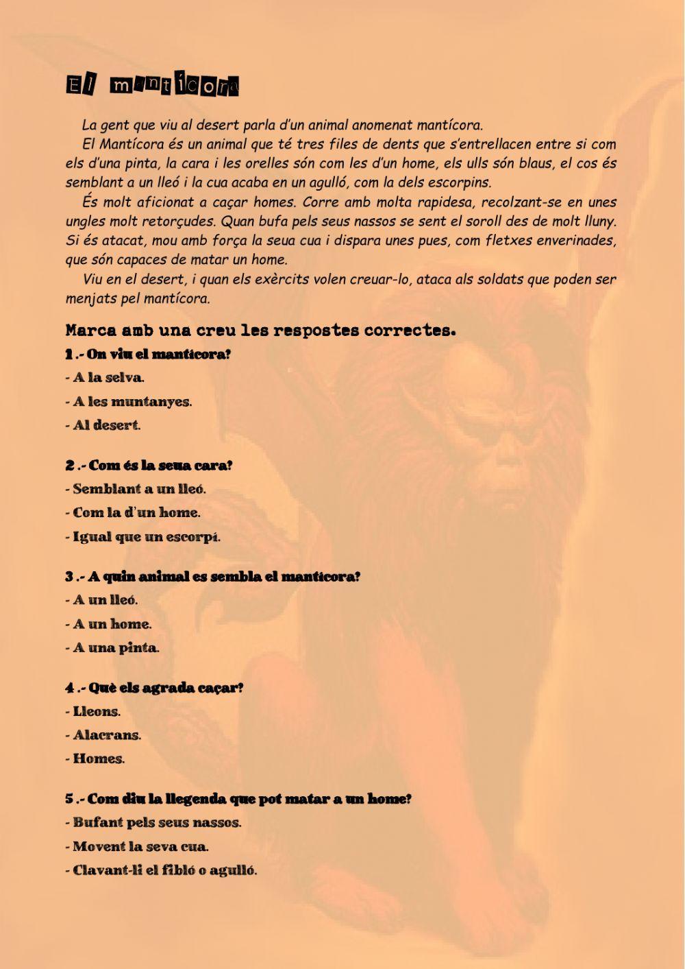 C.L. El mantícora | LiveWorksheets | 215901