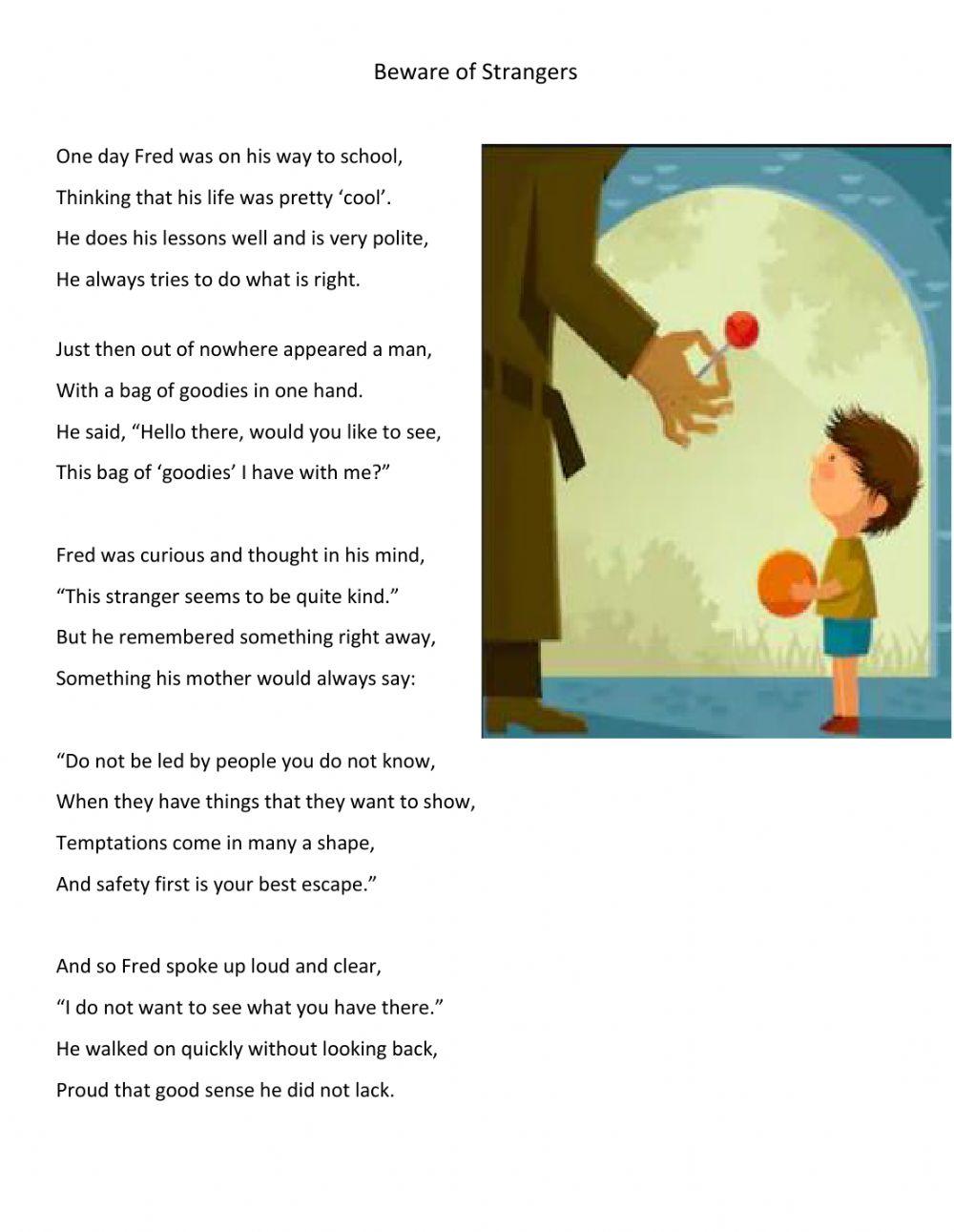 Beware of Strangers online exercise for | Live Worksheets