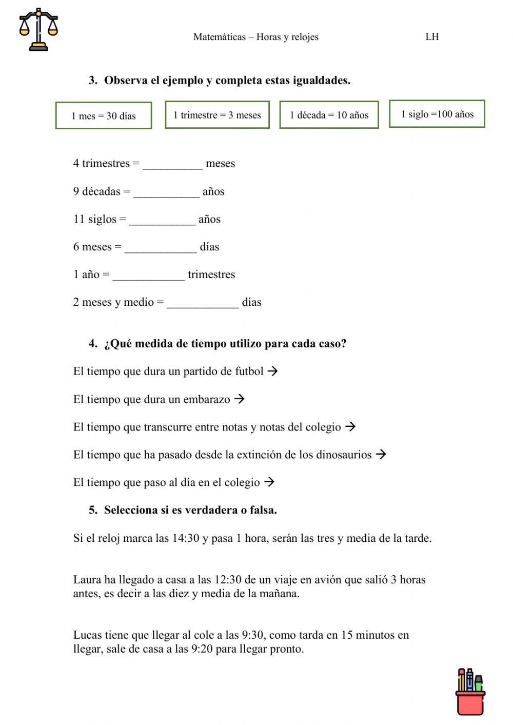 Unidades De Tiempo Interactive Worksheet Live Worksheets - V Unidades De Tiempo Interactive Worksheet Live Worksheets - V