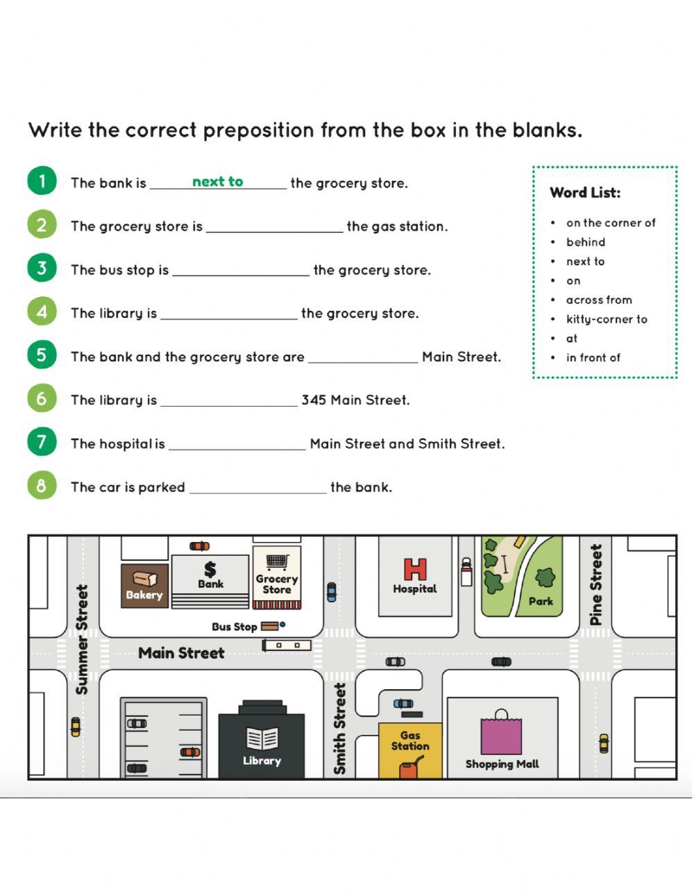5713604 | Prepositions of Direction-Fill in the Blanks