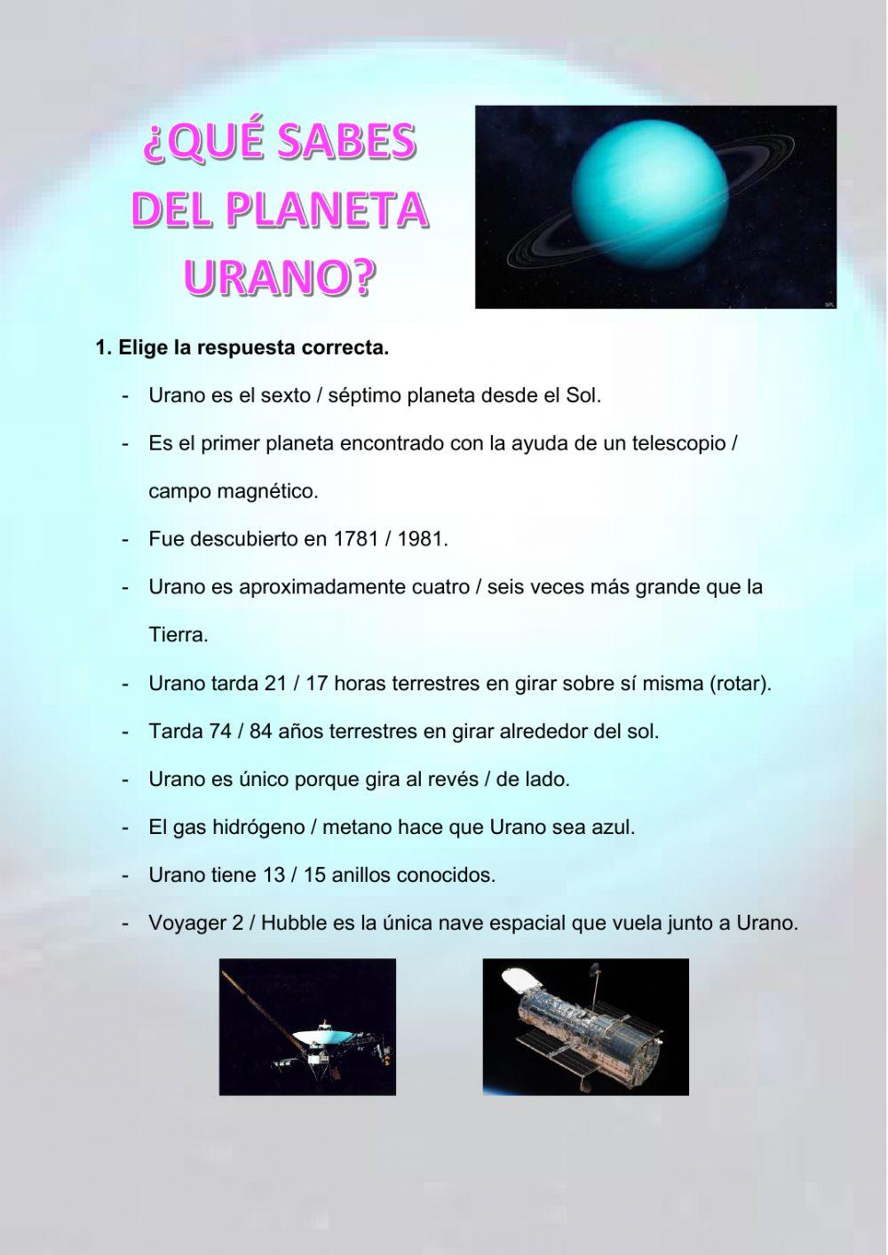Planeta Urano worksheet | Live Worksheets