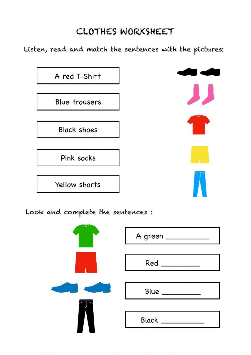 Clothes workshe… | Free Interactive Worksheets | 217278