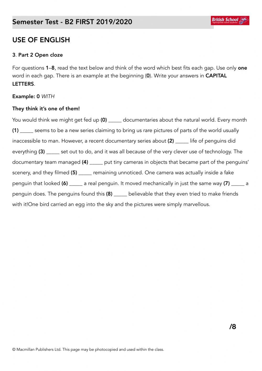 FCE Mid-Term worksheet | Live Worksheets