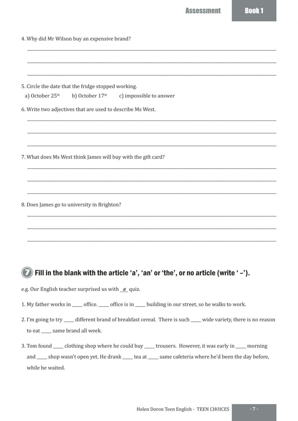 TC Book 1 test online exercise for | Live Worksheets