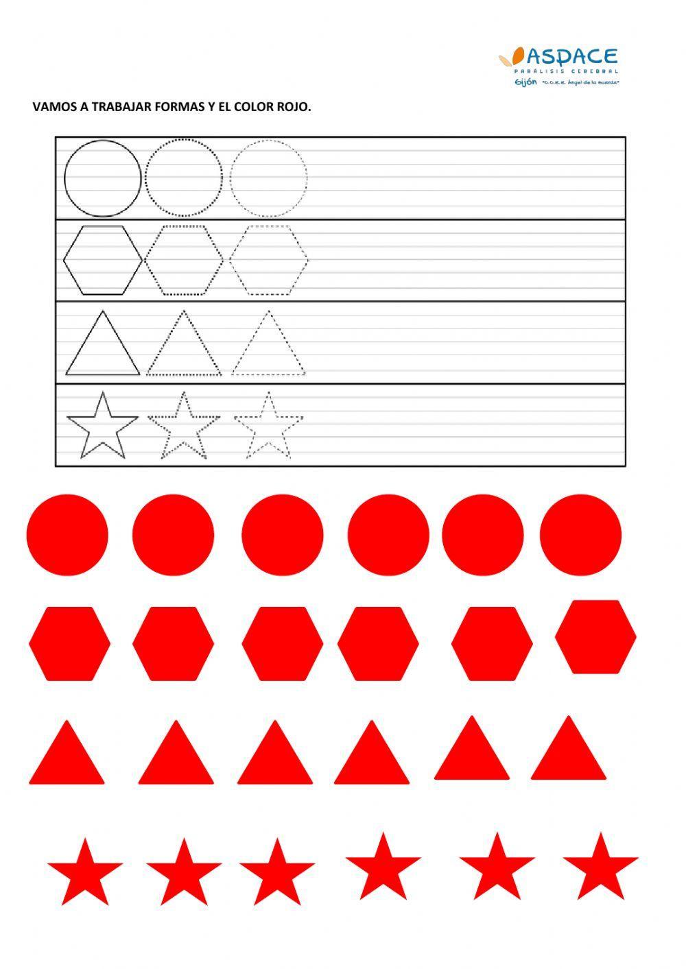 Formas de color rojo worksheet | Live Worksheets
