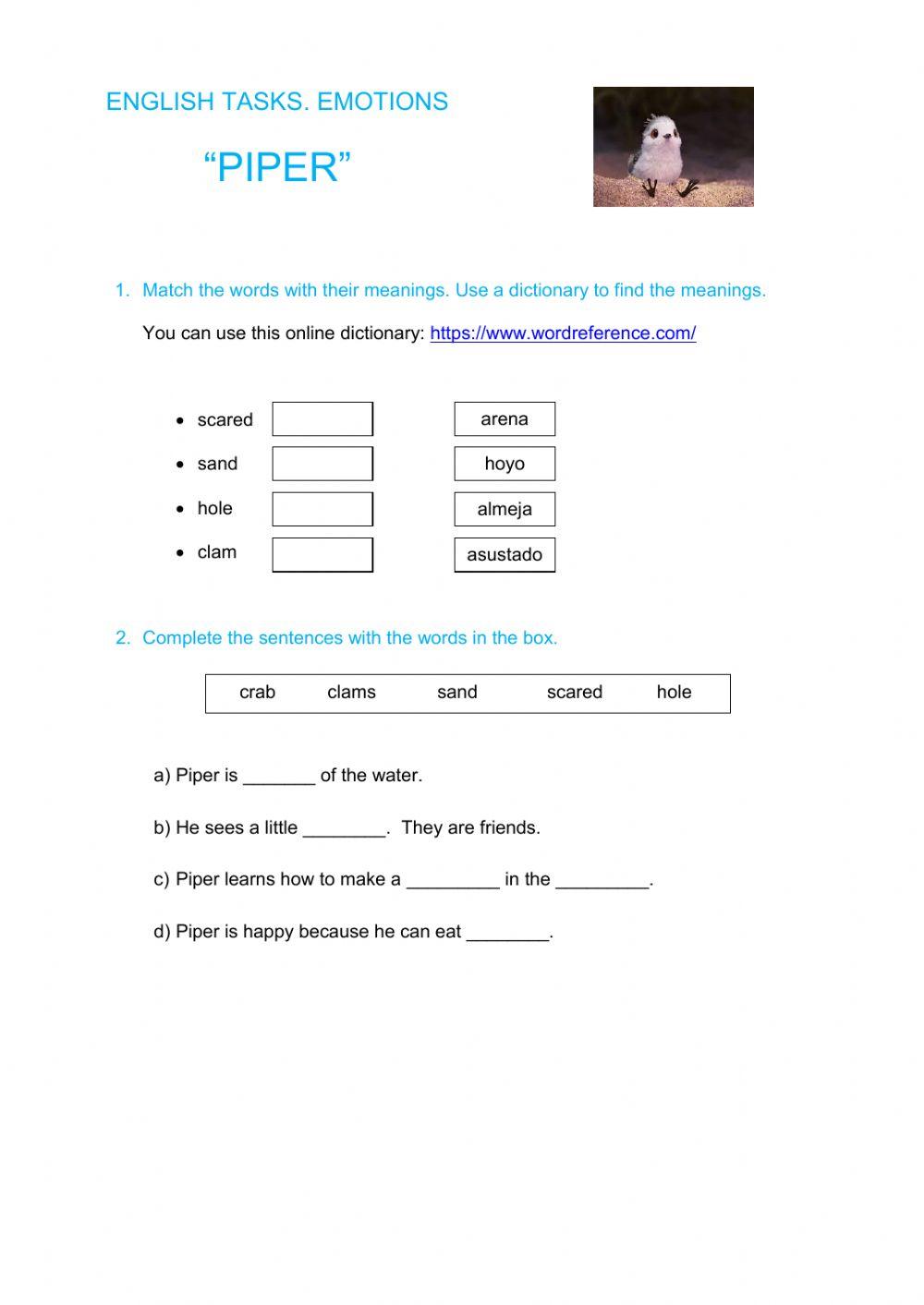 Emotion Fear worksheet | Live Worksheets