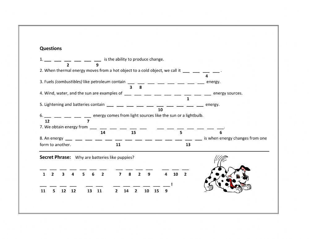 Secret Phrase Puzzle: Energy worksheet | Live Worksheets