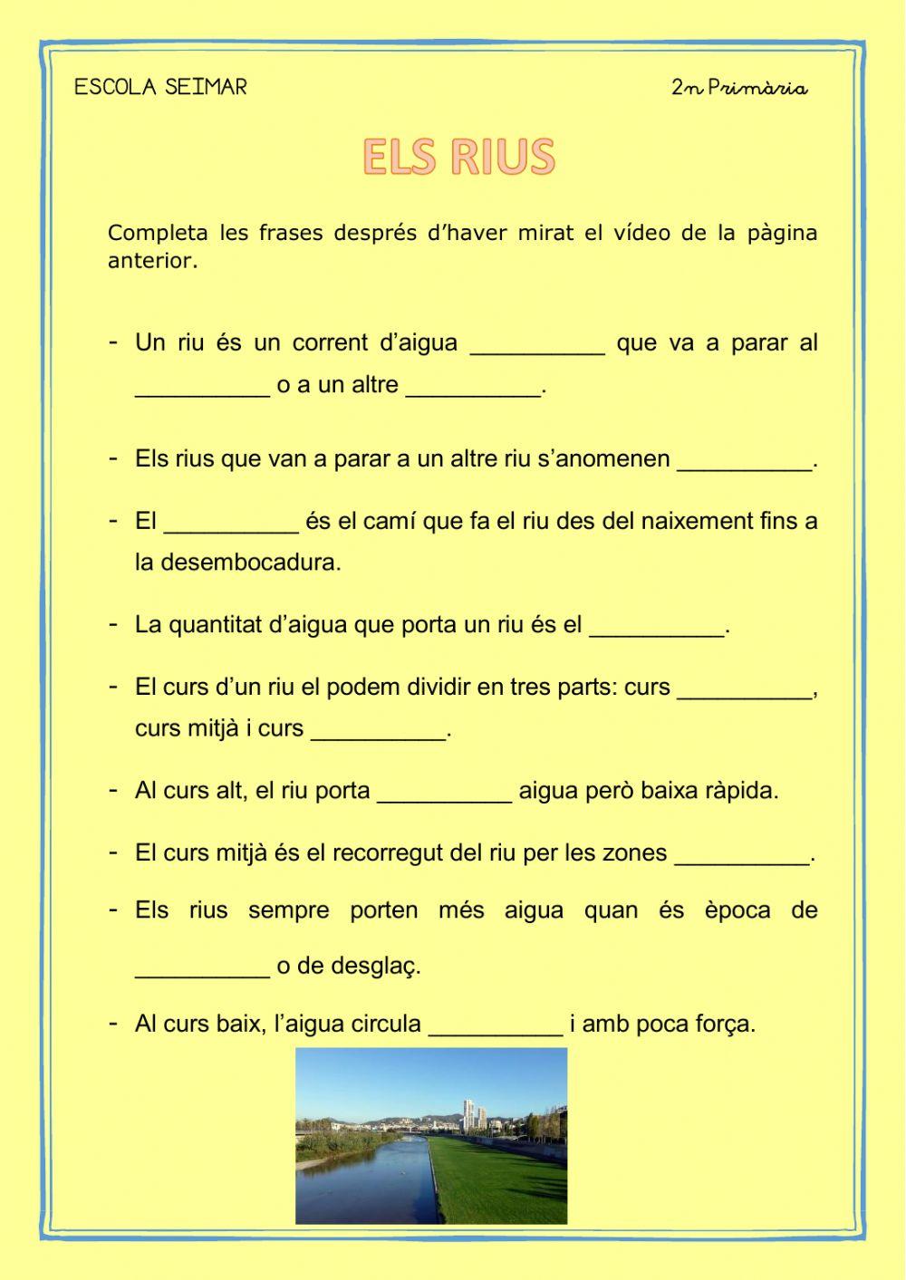 Els rius | analou | Live Worksheets