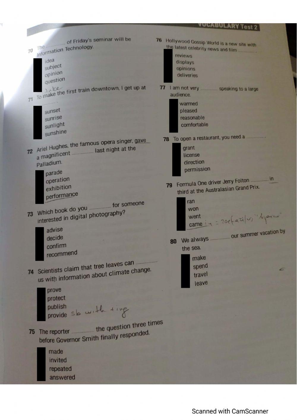 BCCE test 2 Voc worksheet | Live Worksheets