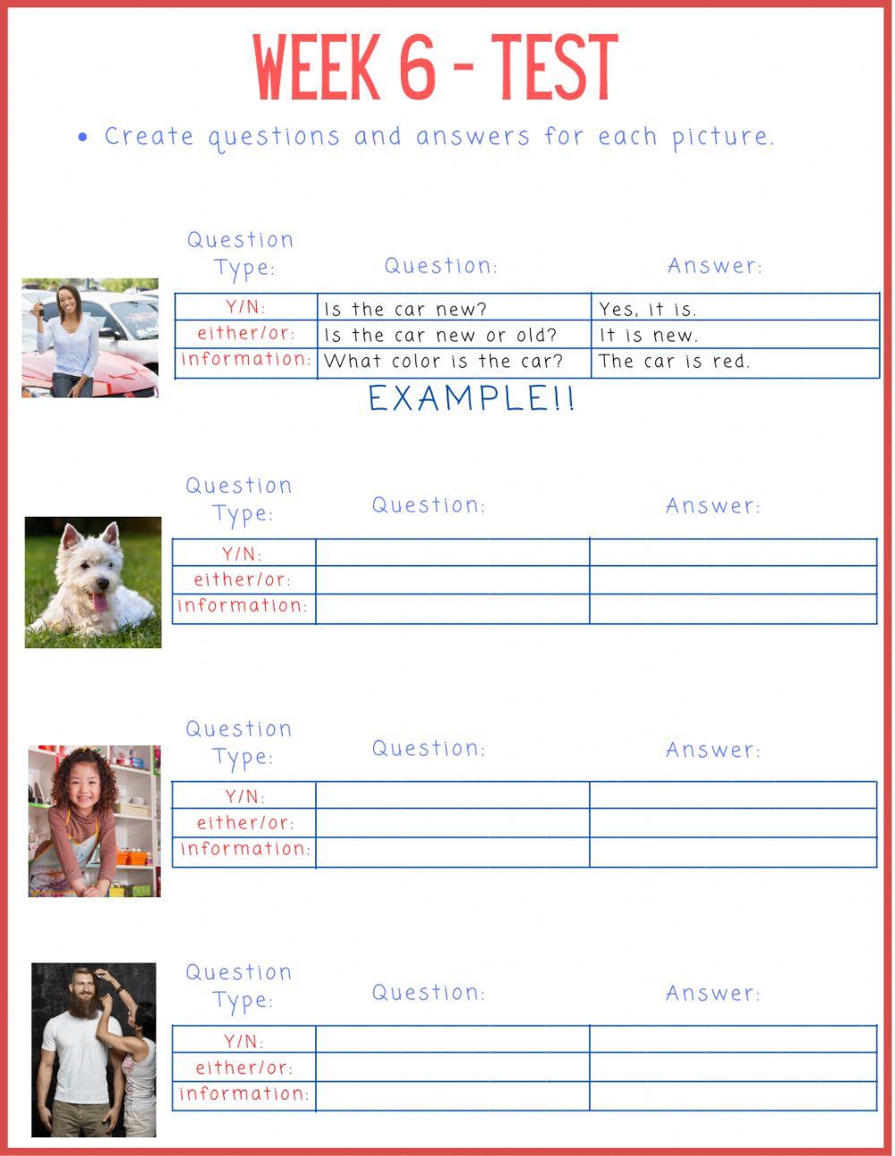 Week 6 test worksheet | Live Worksheets