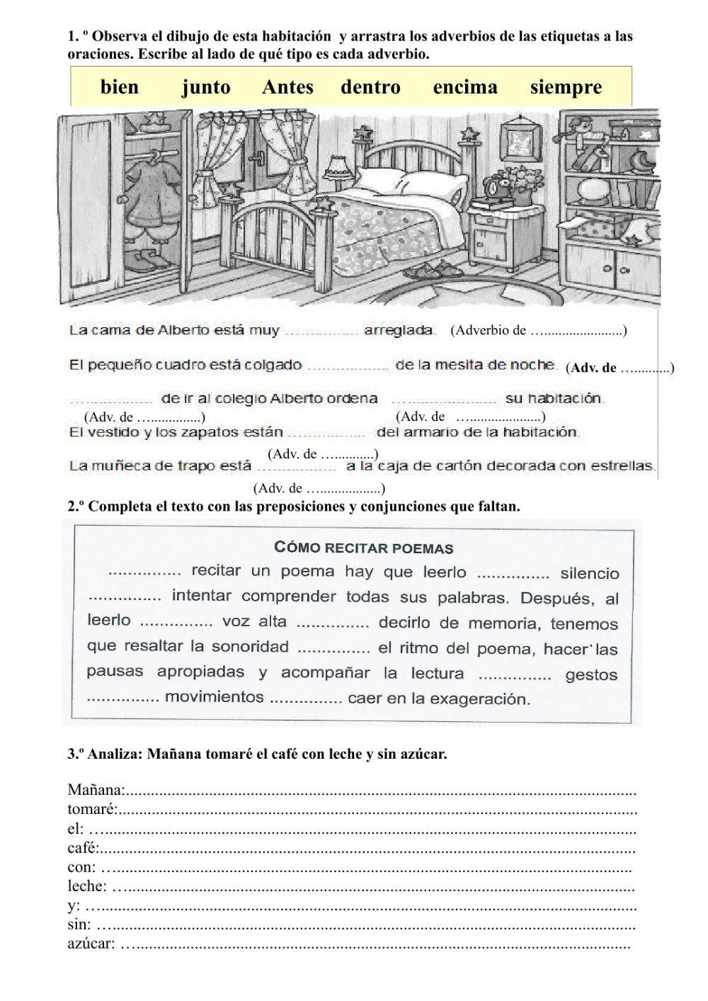 Hoja De Trabajo Con Respuestas Sobre Preposiciones O Adverbios