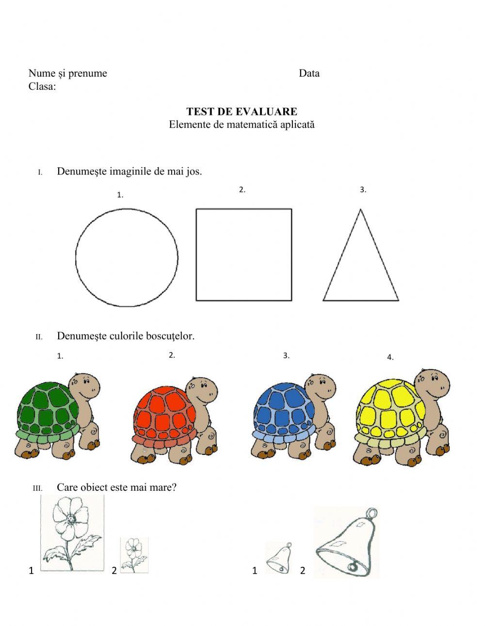 EVALUARE ELEMENTE DE MATEMATICA APLICATA worksheet | Live Worksheets