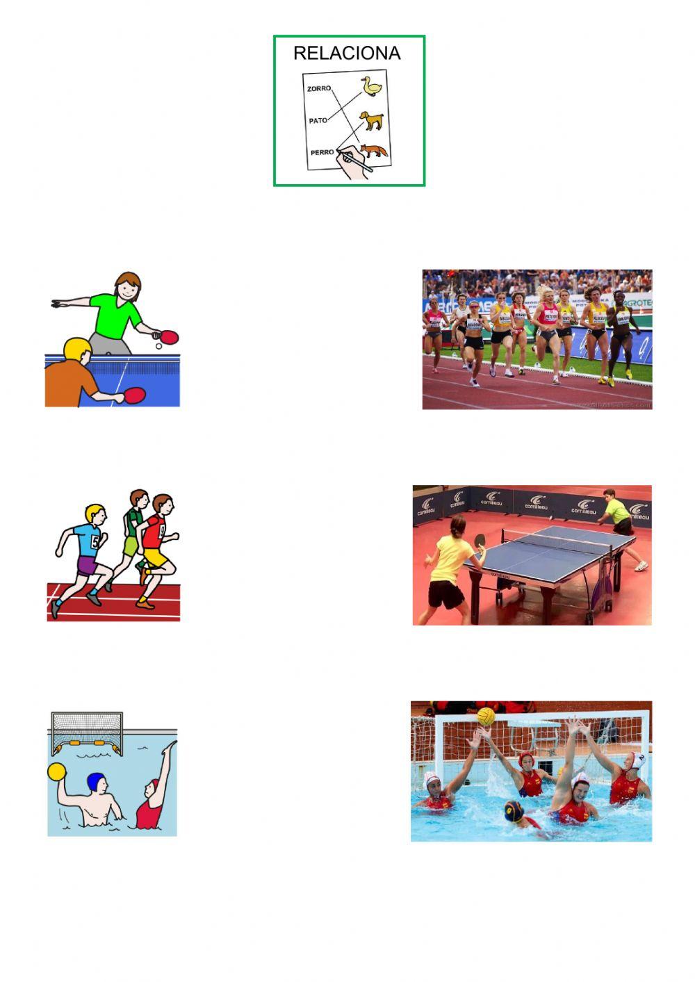 Relaciona els esports interactive worksheet | Live Worksheets
