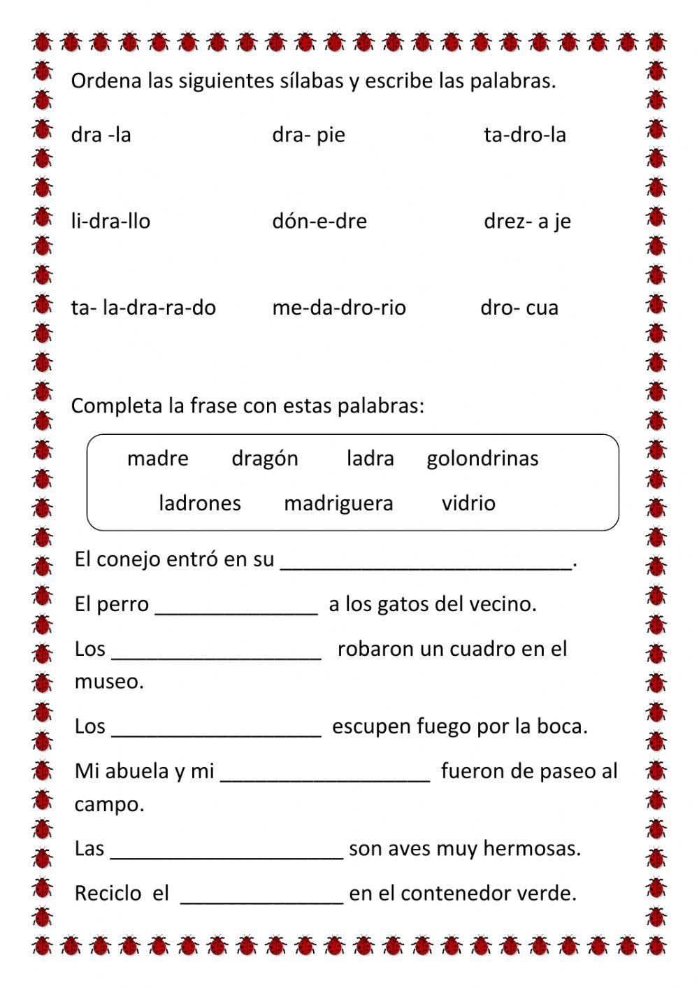 PALABRAS CON DR online exercise for | Live Worksheets
