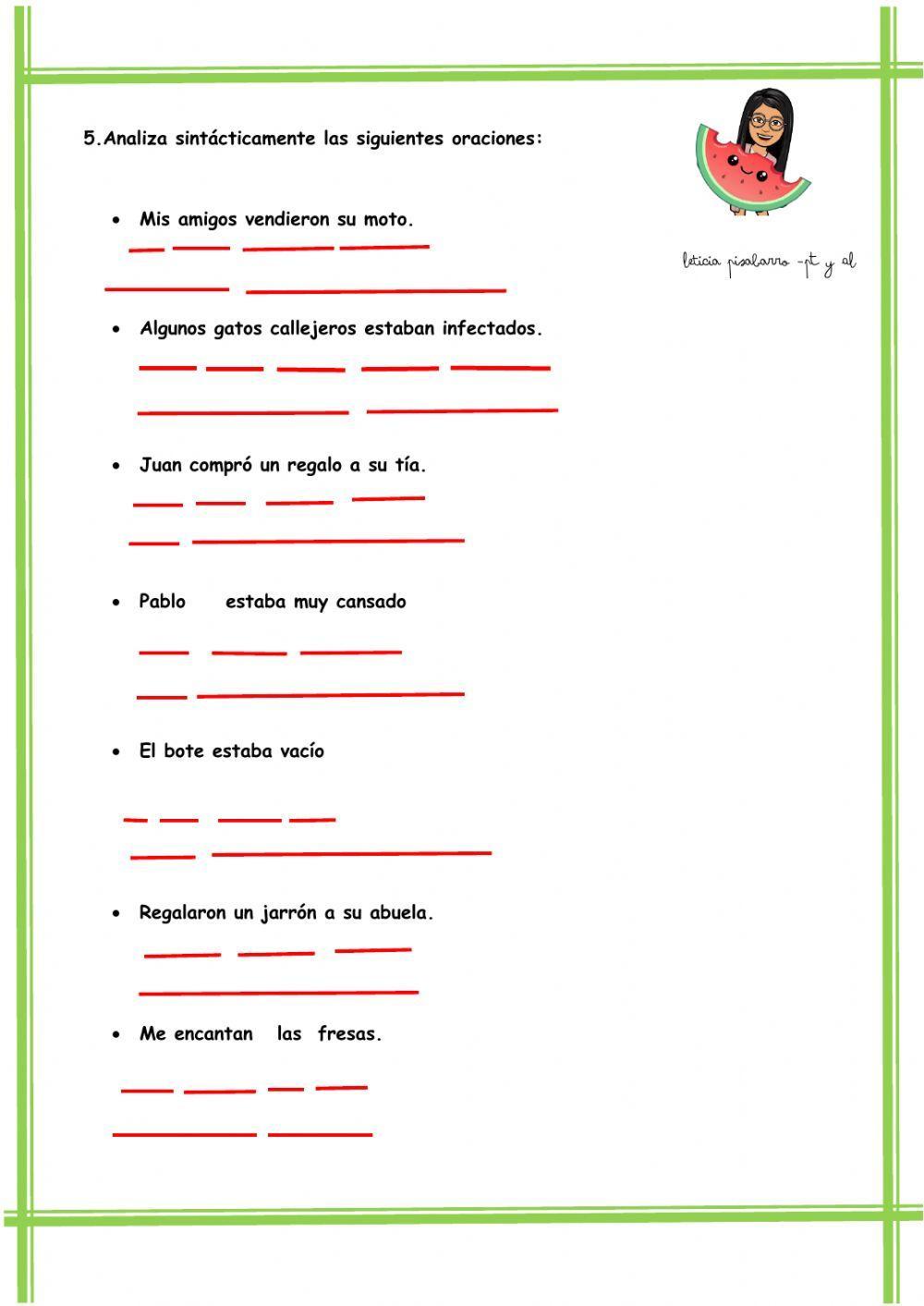 Análisis sintác… | Free Interactive Worksheets | 220411