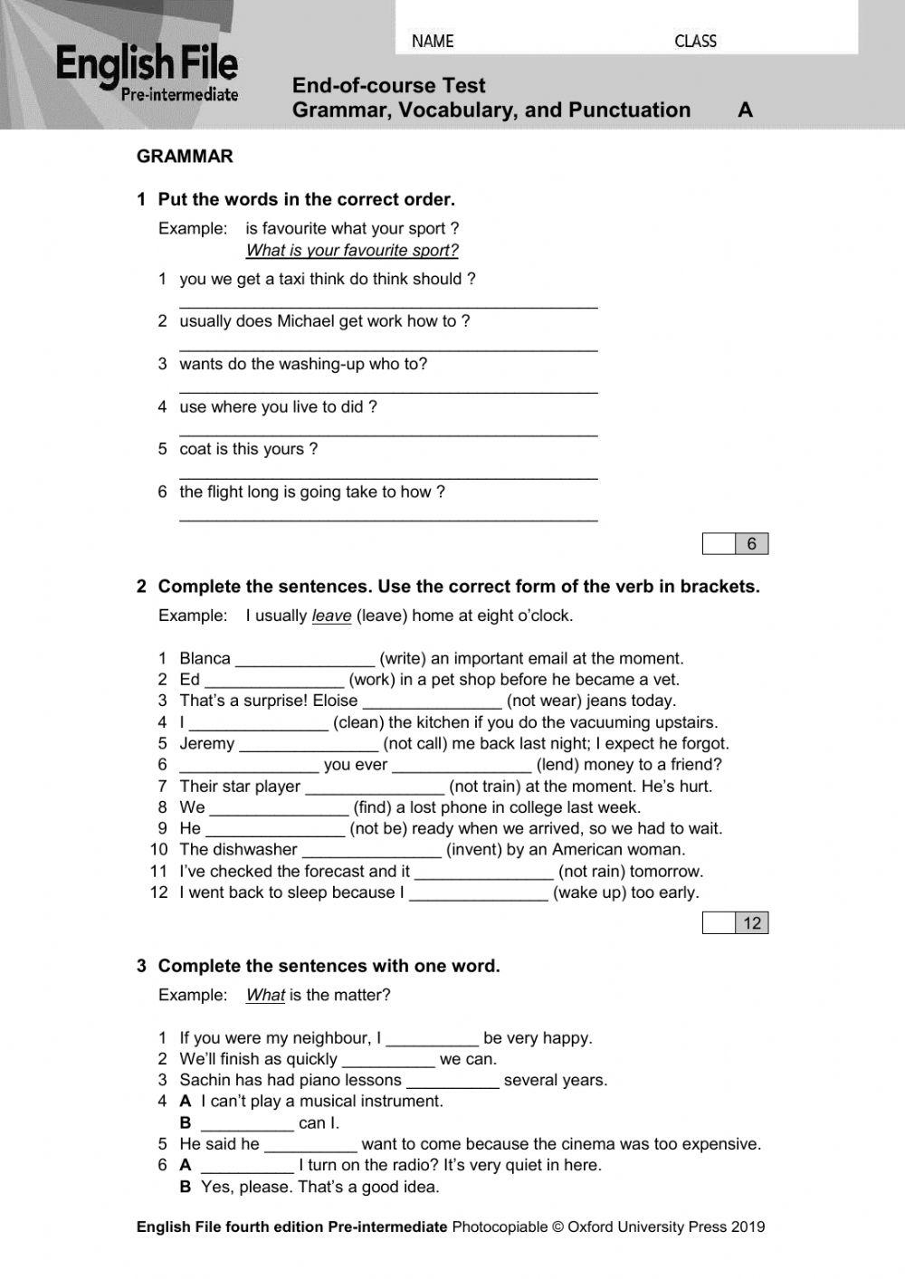 Pre-Int English… | Free Interactive Worksheets | 5721475